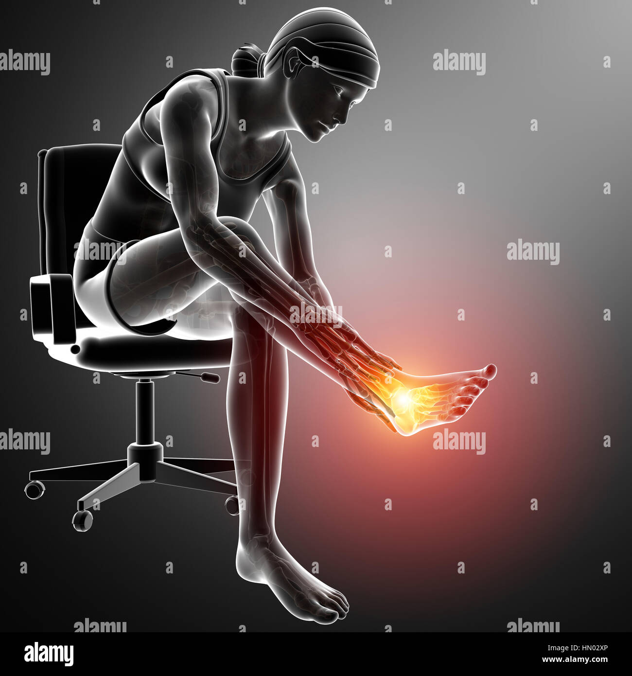 3d illustration of Female foot with ankle pain Stock Photo - Alamy