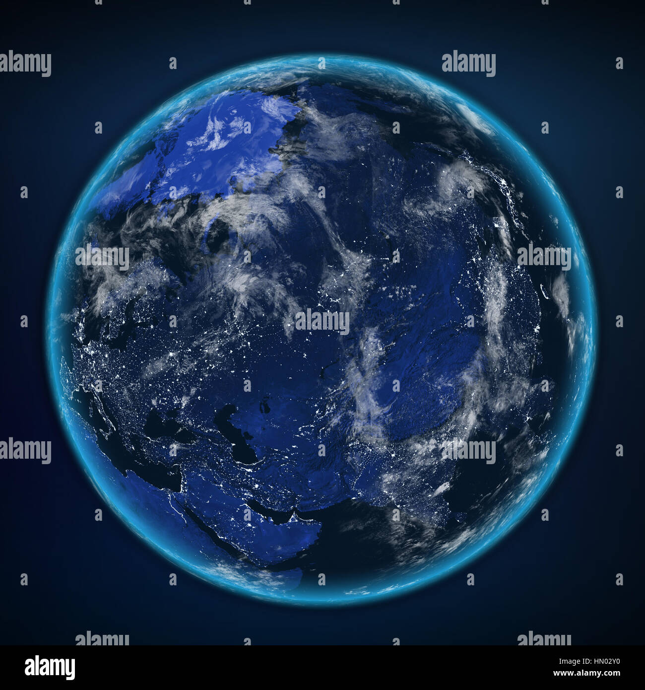 Planet earth from the space at night Stock Photo - Alamy