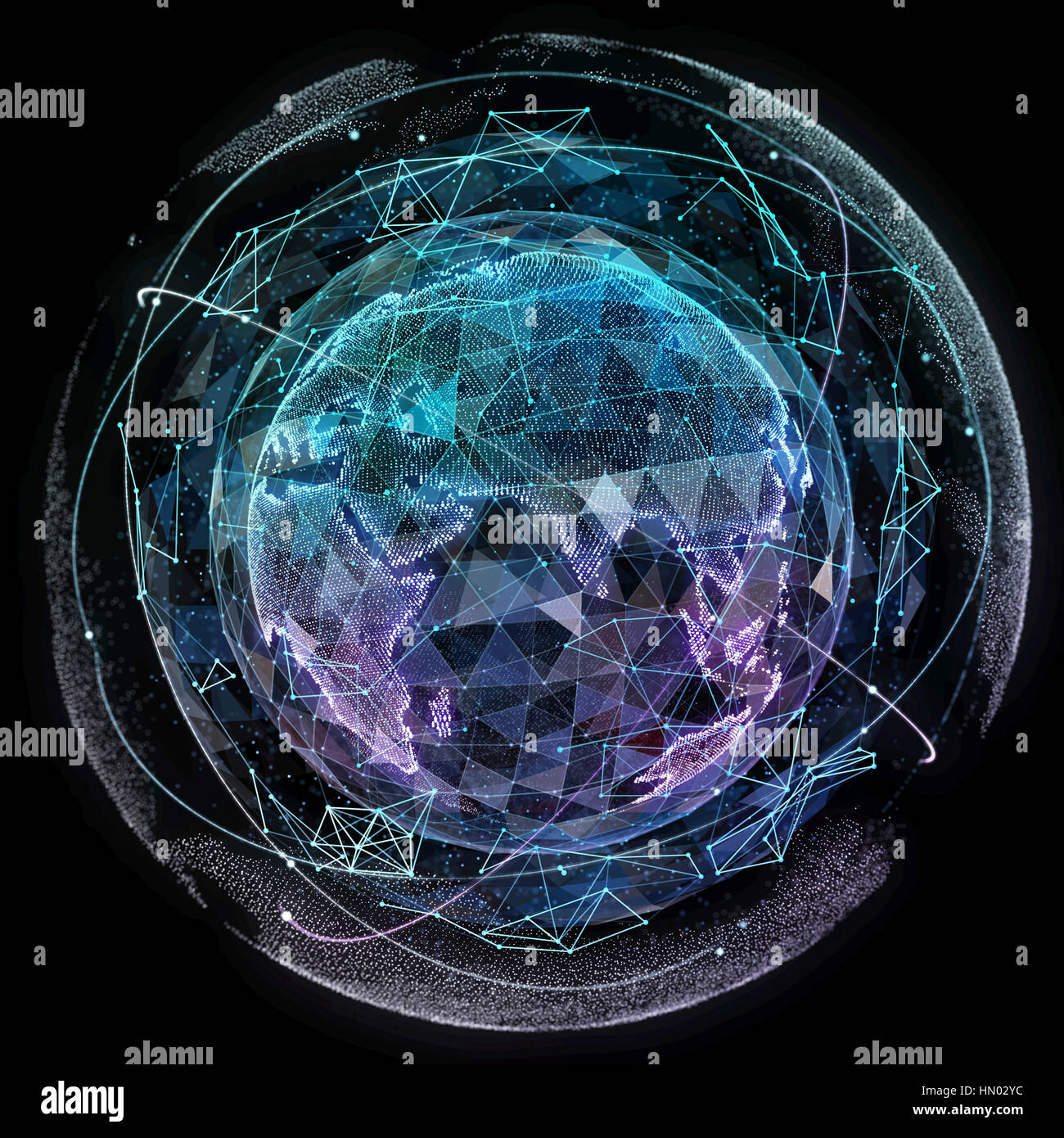 Abstract map of the global network Stock Photo - Alamy
