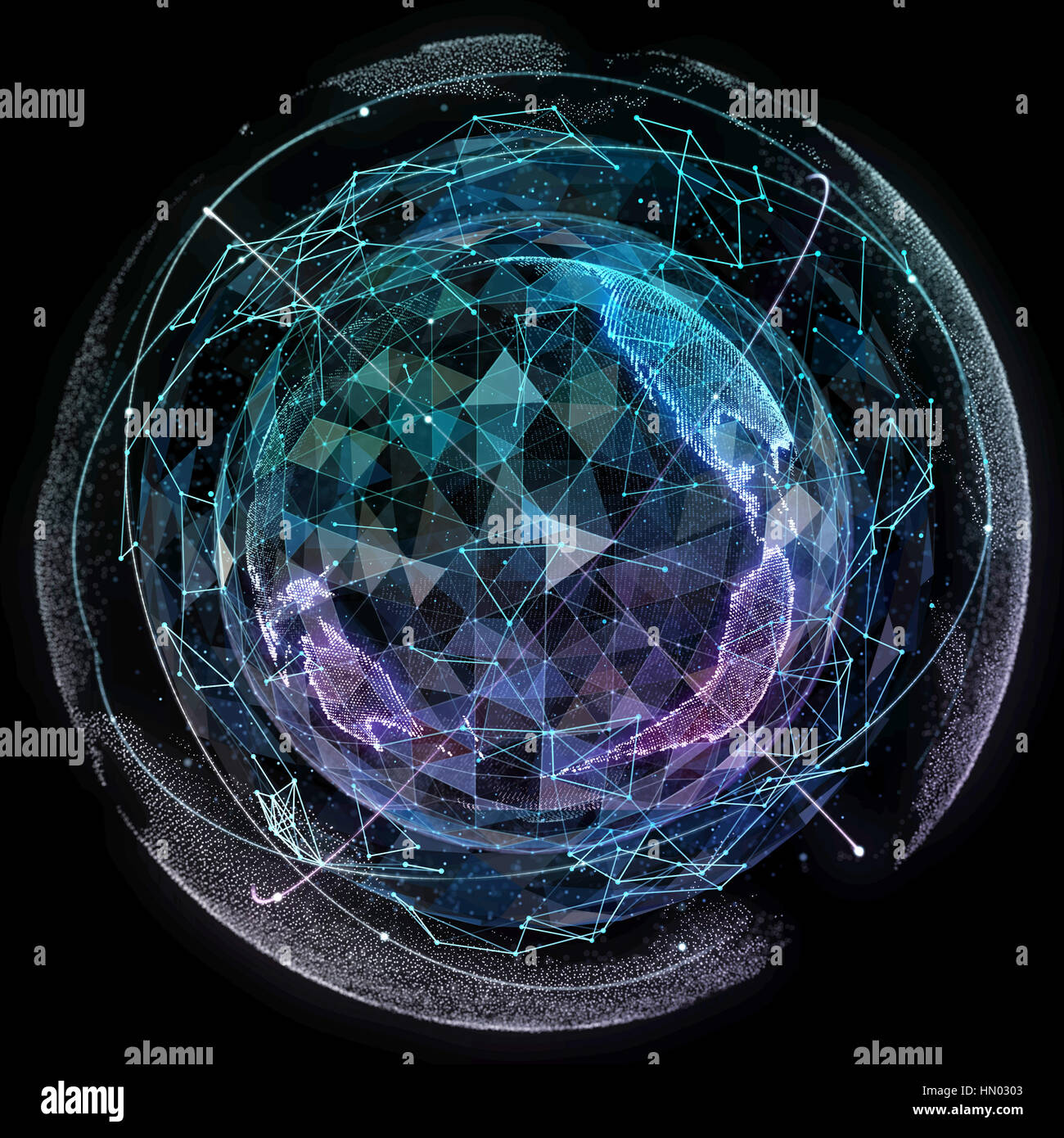 Global network internet technologies. Digital world map Stock Photo - Alamy
