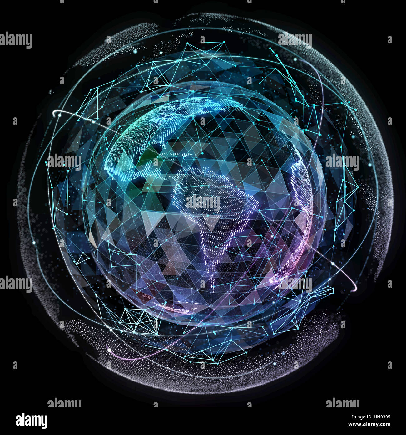 Global network internet technologies. Digital world map Stock Photo - Alamy