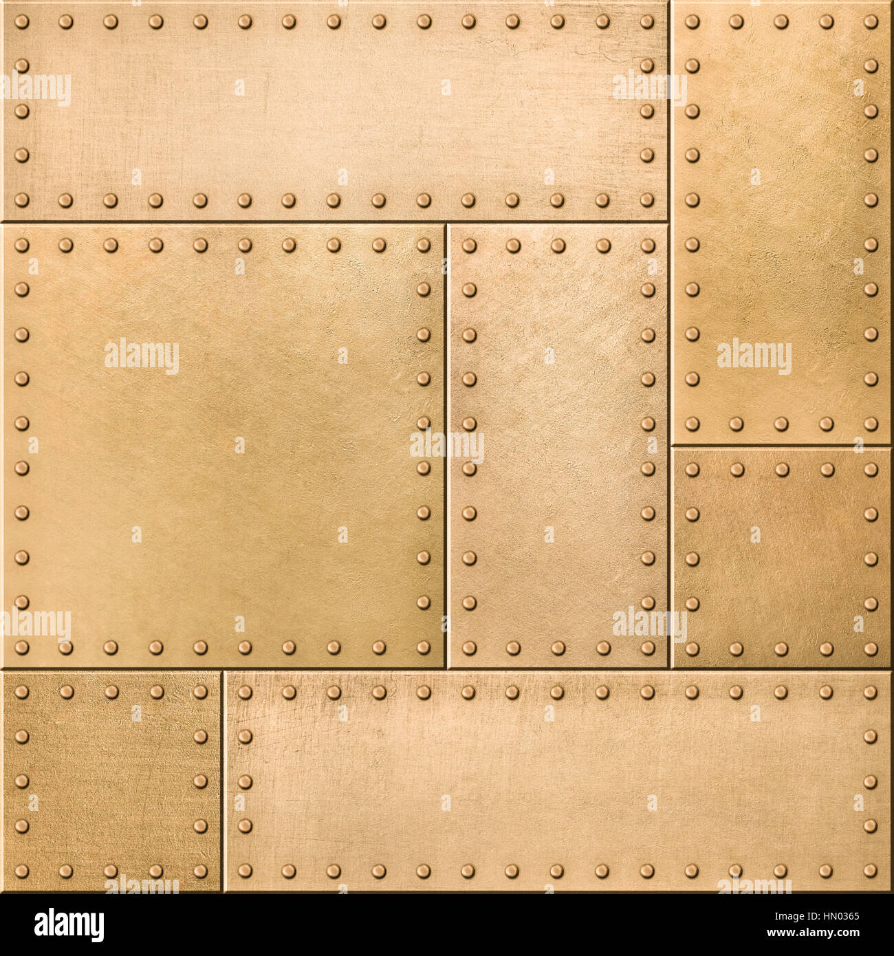 Gold metal plates with rivets seamless texture Stock Photo - Alamy