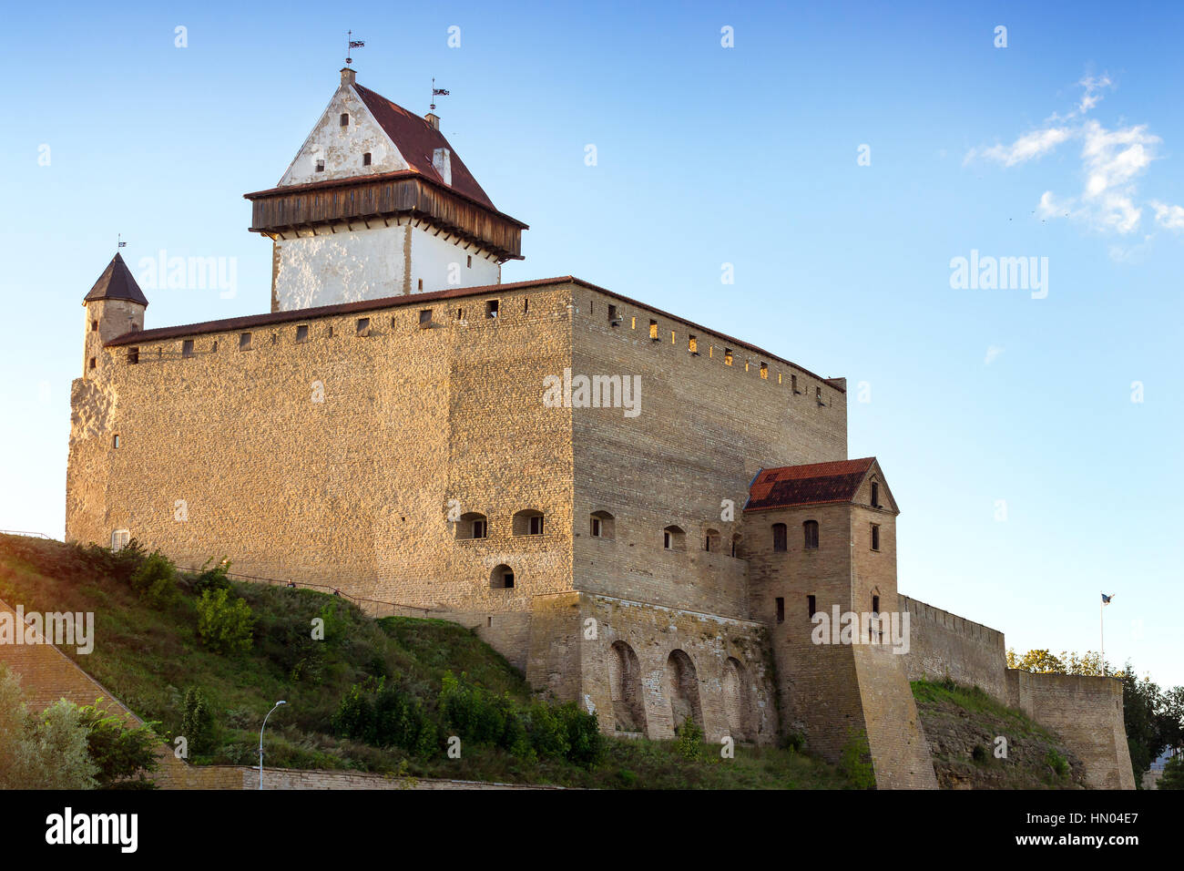 Narva fortress - Herman castle stand on bank of Narva river. Medieval ...