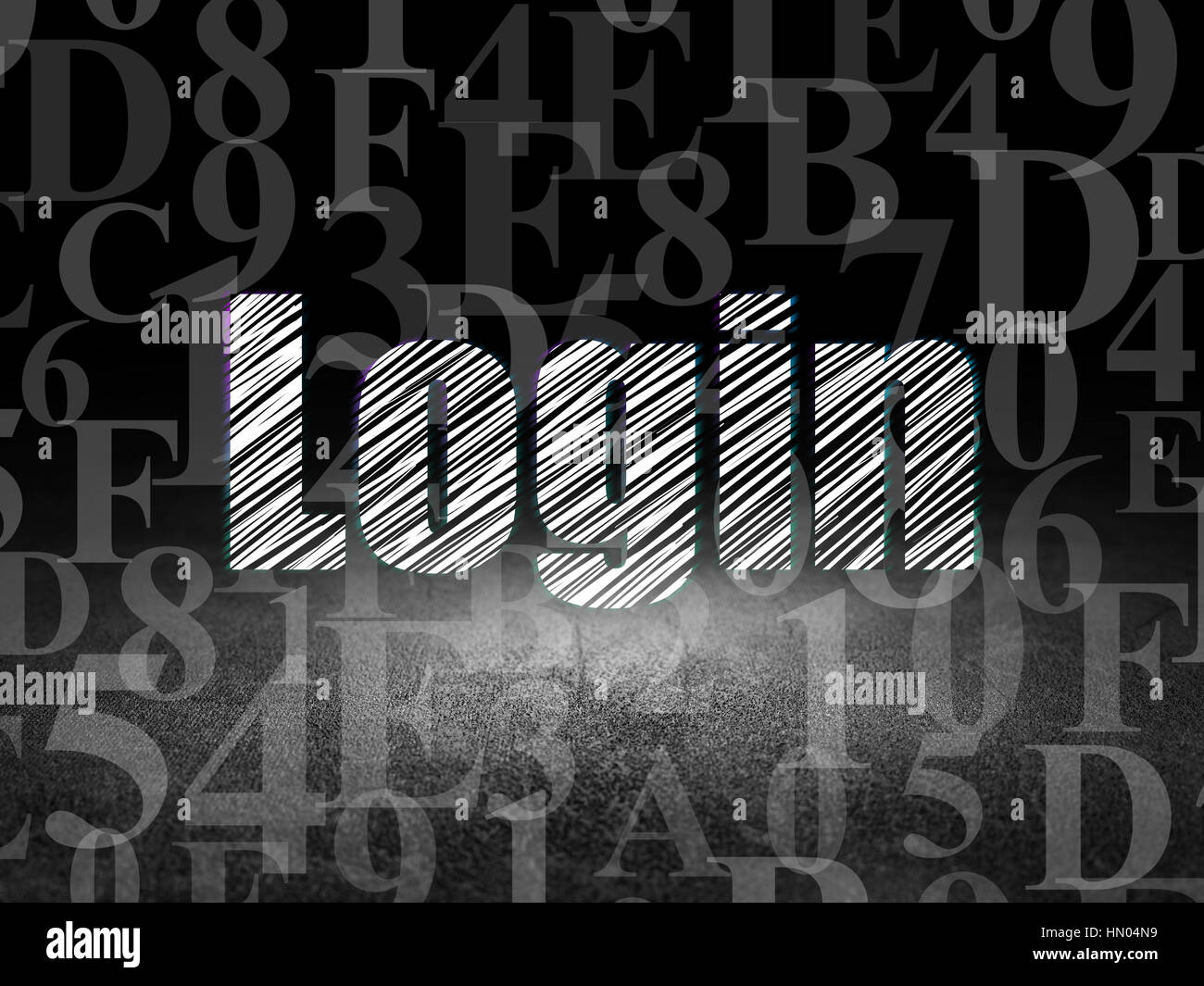 Protection concept: Glowing text Login in grunge dark room with Dirty ...
