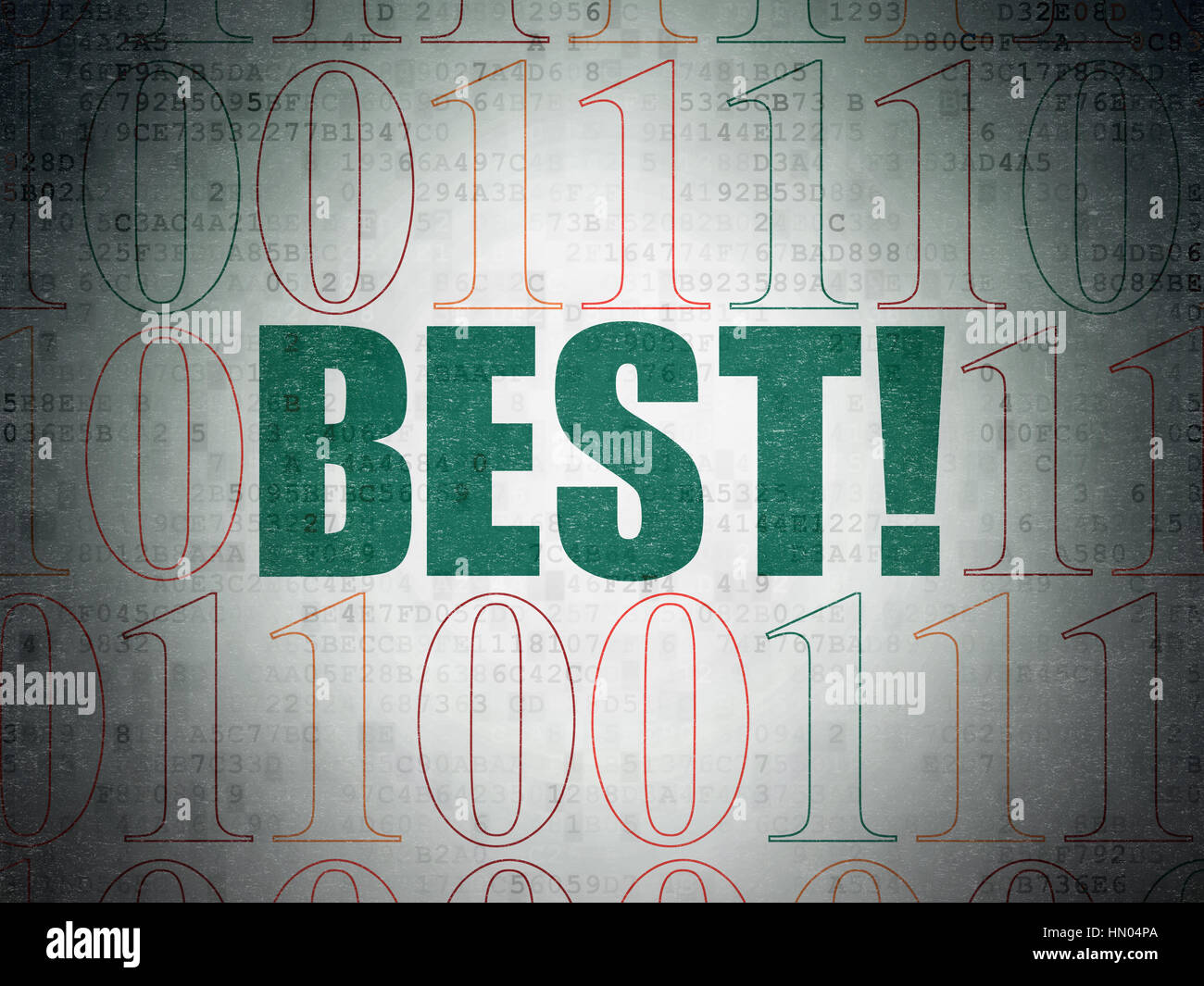 Business concept: Painted green text Best! on Digital Data Paper background with Binary Code ...