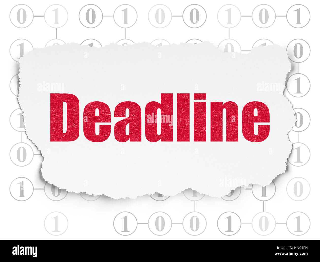 Business concept: Painted red text Deadline on Torn Paper background with Scheme Of Binary Code ...