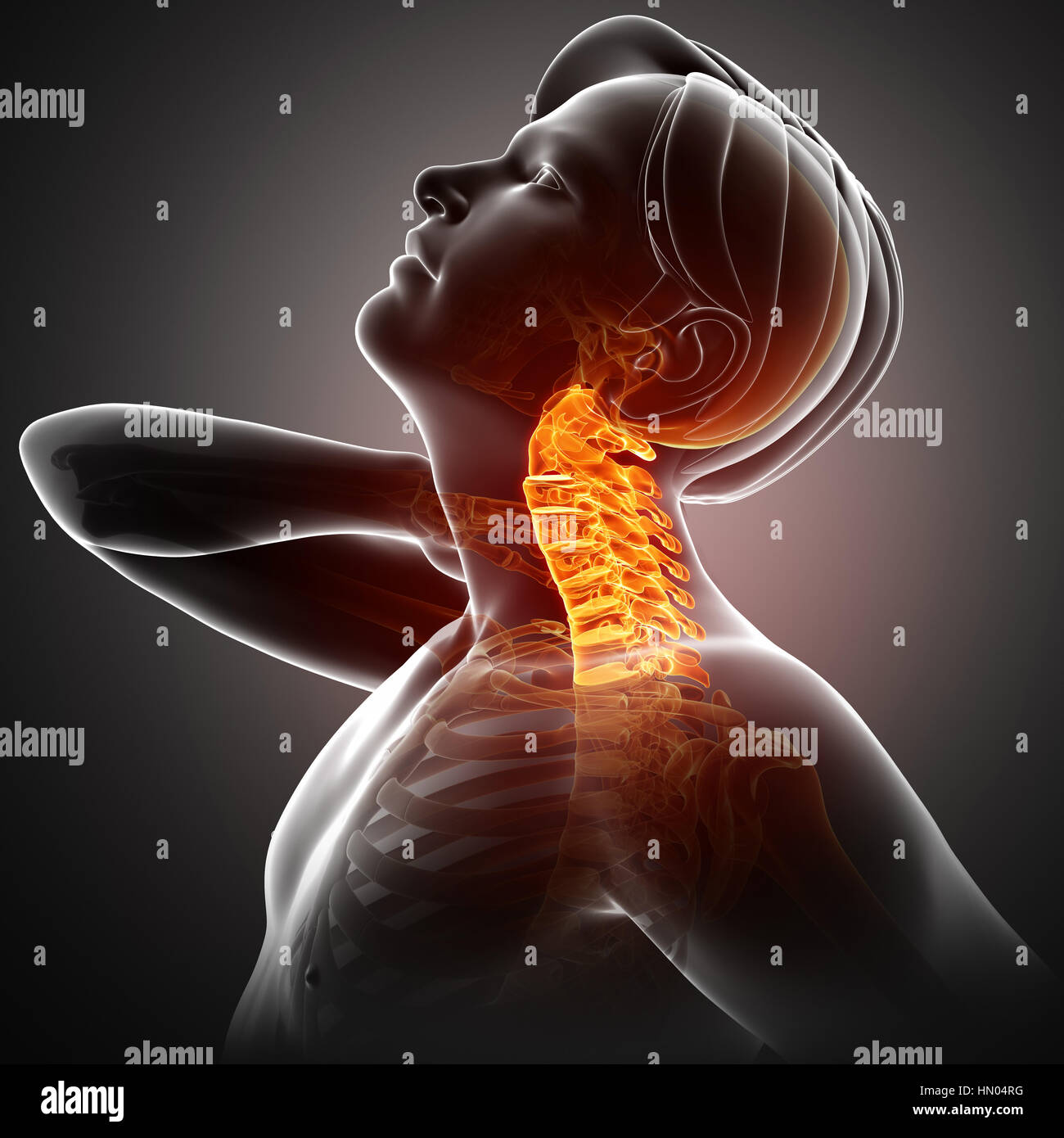 3d Illustration of men Feeling the Neck Pain Stock Photo - Alamy