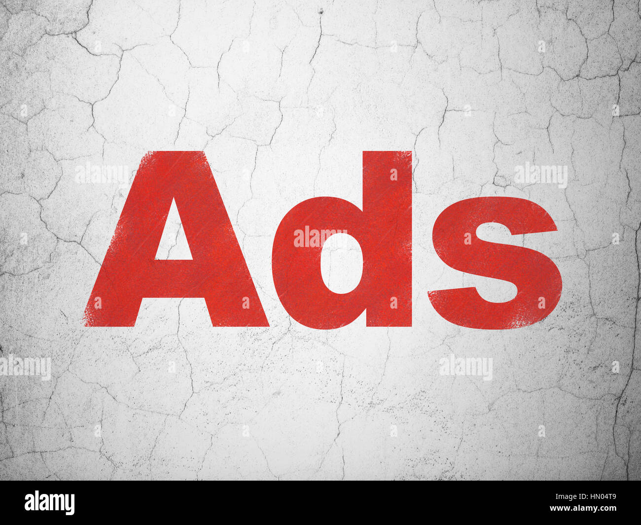 Marketing concept: Red Ads on textured concrete wall background Stock ...