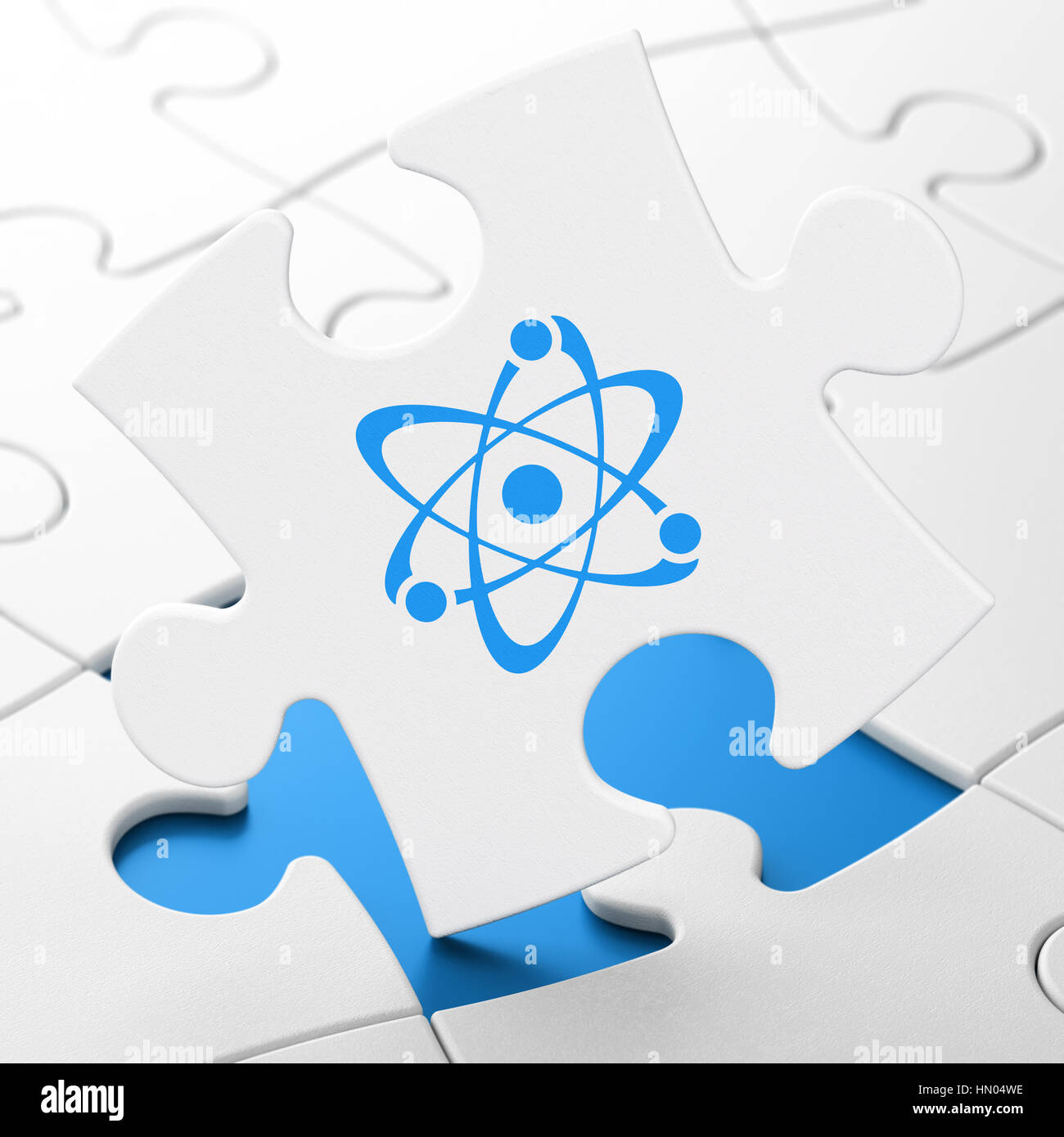 Science concept: Molecule on White puzzle pieces background, 3D ...