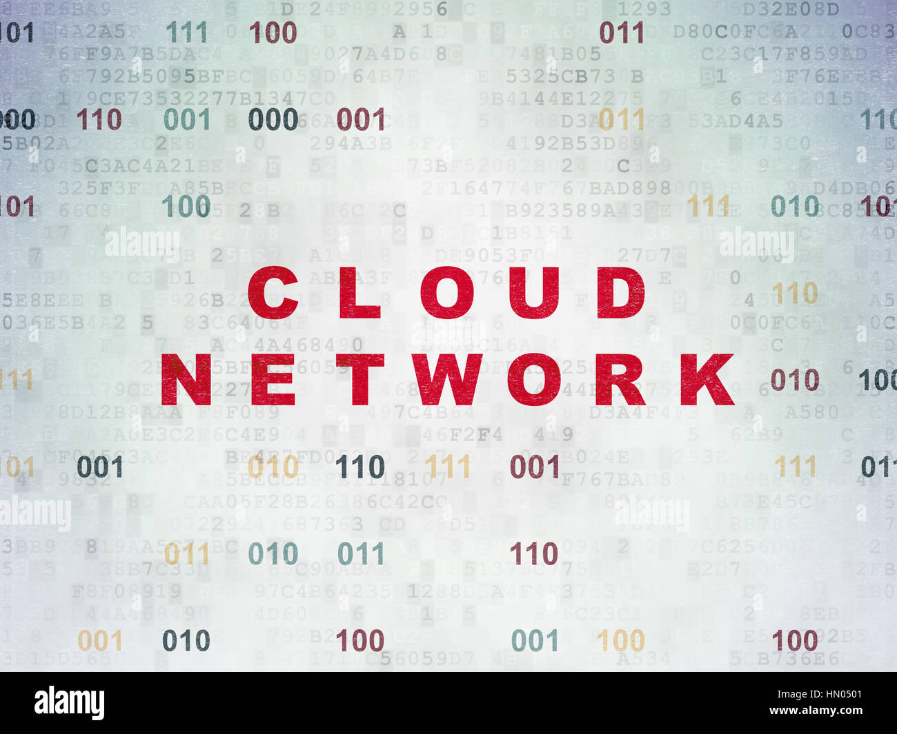 Cloud computing concept: Painted red text Cloud Network on Digital Data ...