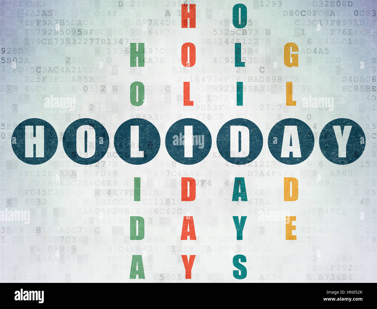 Holiday concept: Painted blue word Holiday in solving Crossword Puzzle ...
