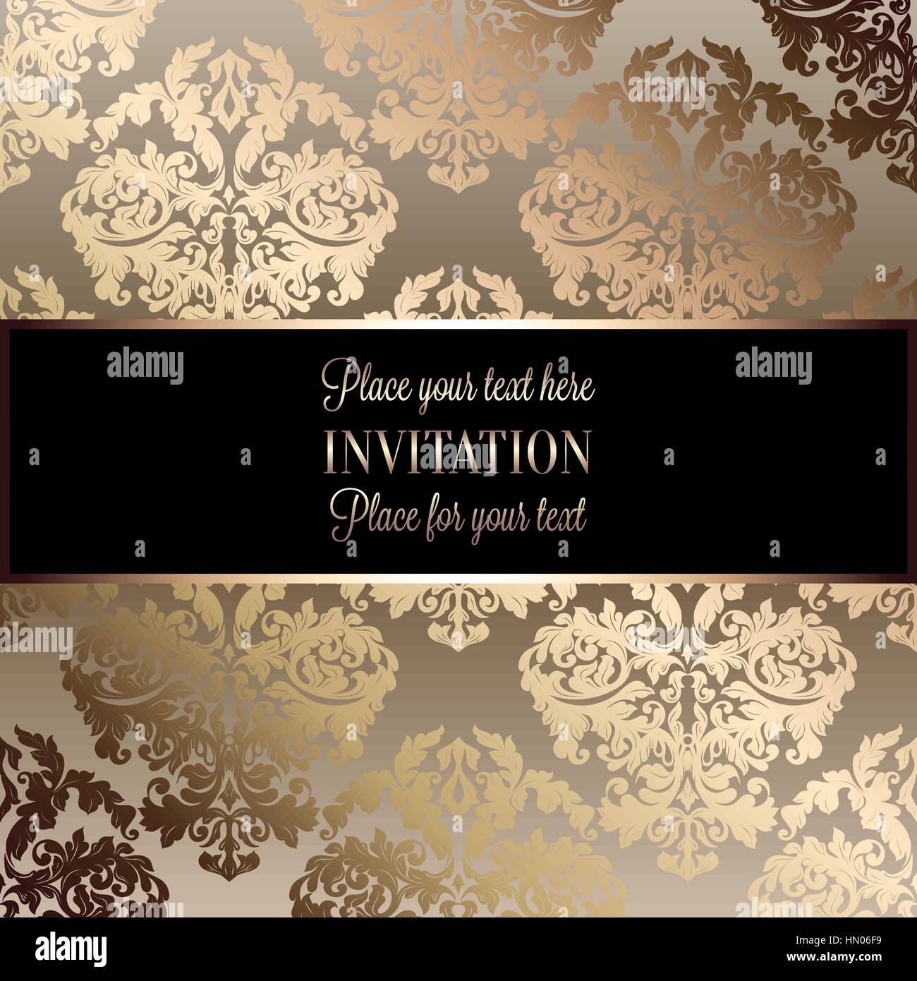 Baroque background with antique, luxury black and gold vintage frame ...