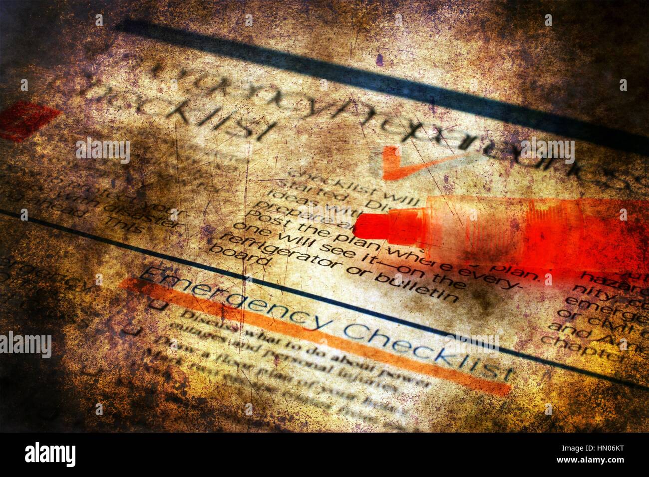 Emergency checklist grunge concept Stock Photo - Alamy