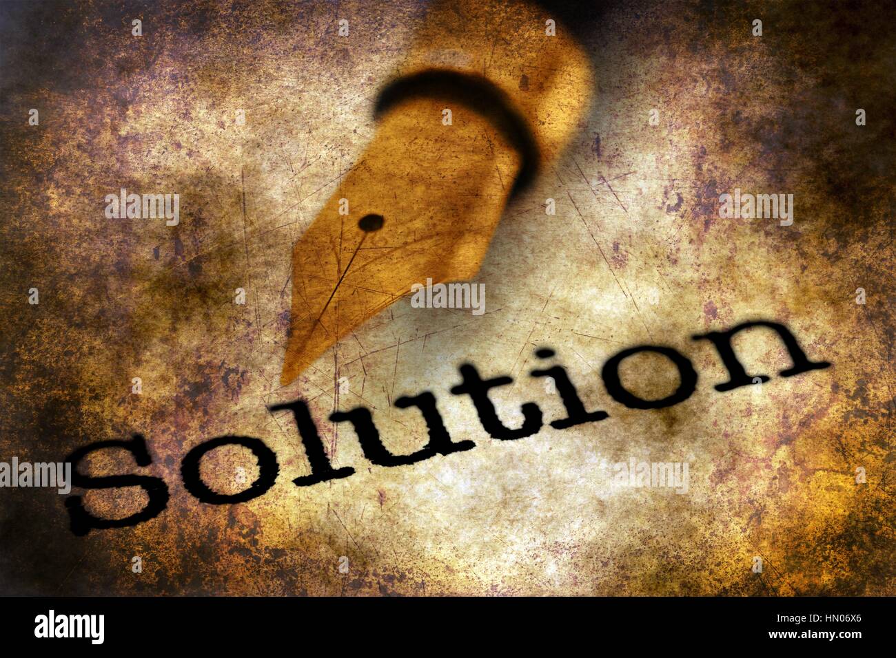 Fountain pen on solution text Stock Photo - Alamy