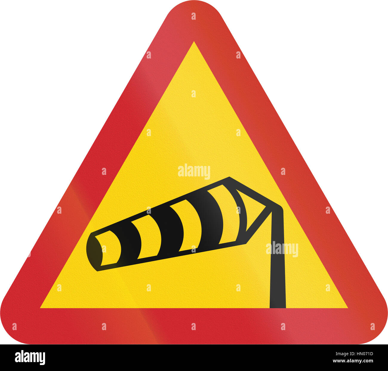 Road sign used in Sweden - Crosswind from corresponding side Stock ...