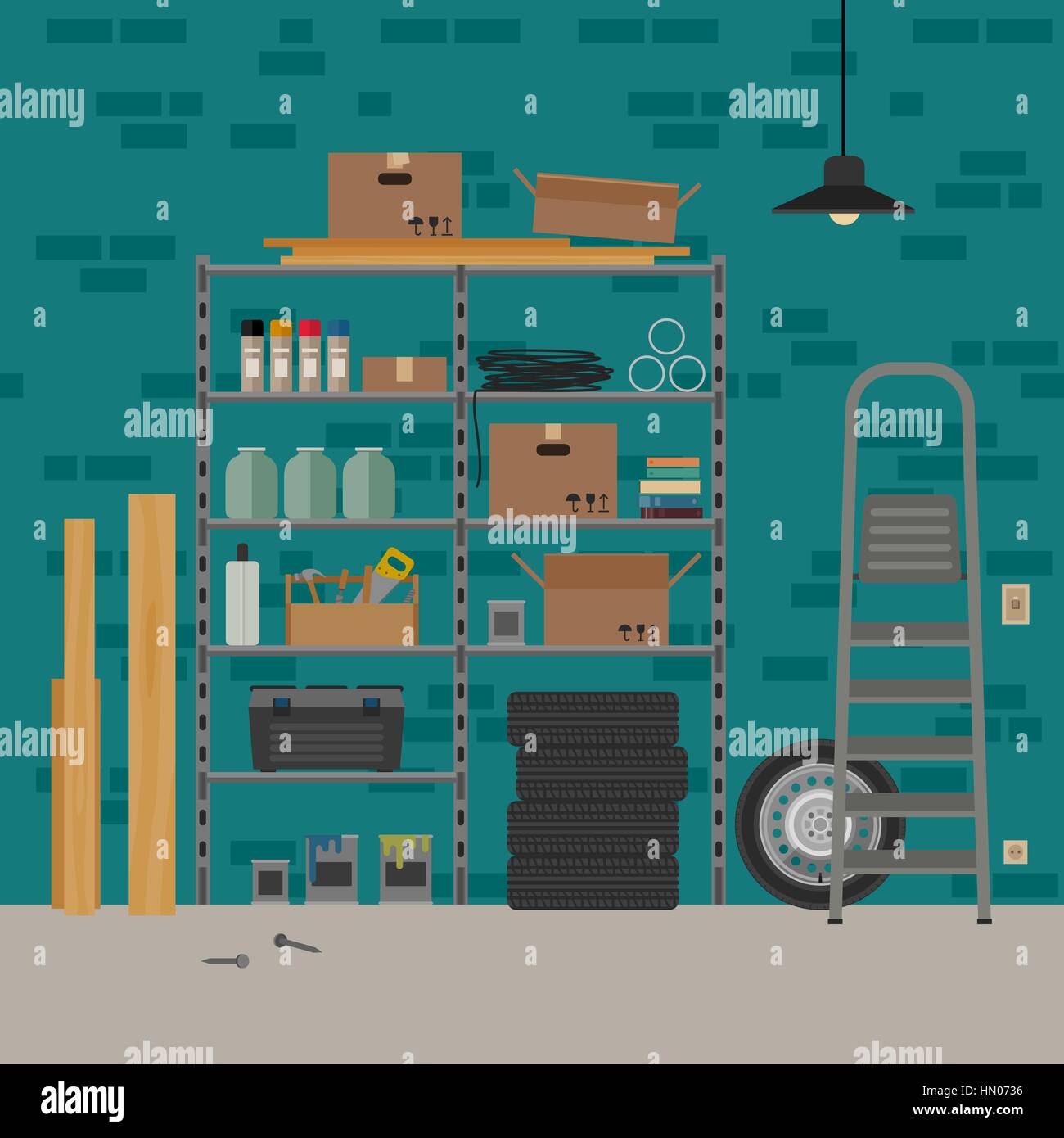 Storeroom interior with brickwall Stock Vector Image & Art - Alamy