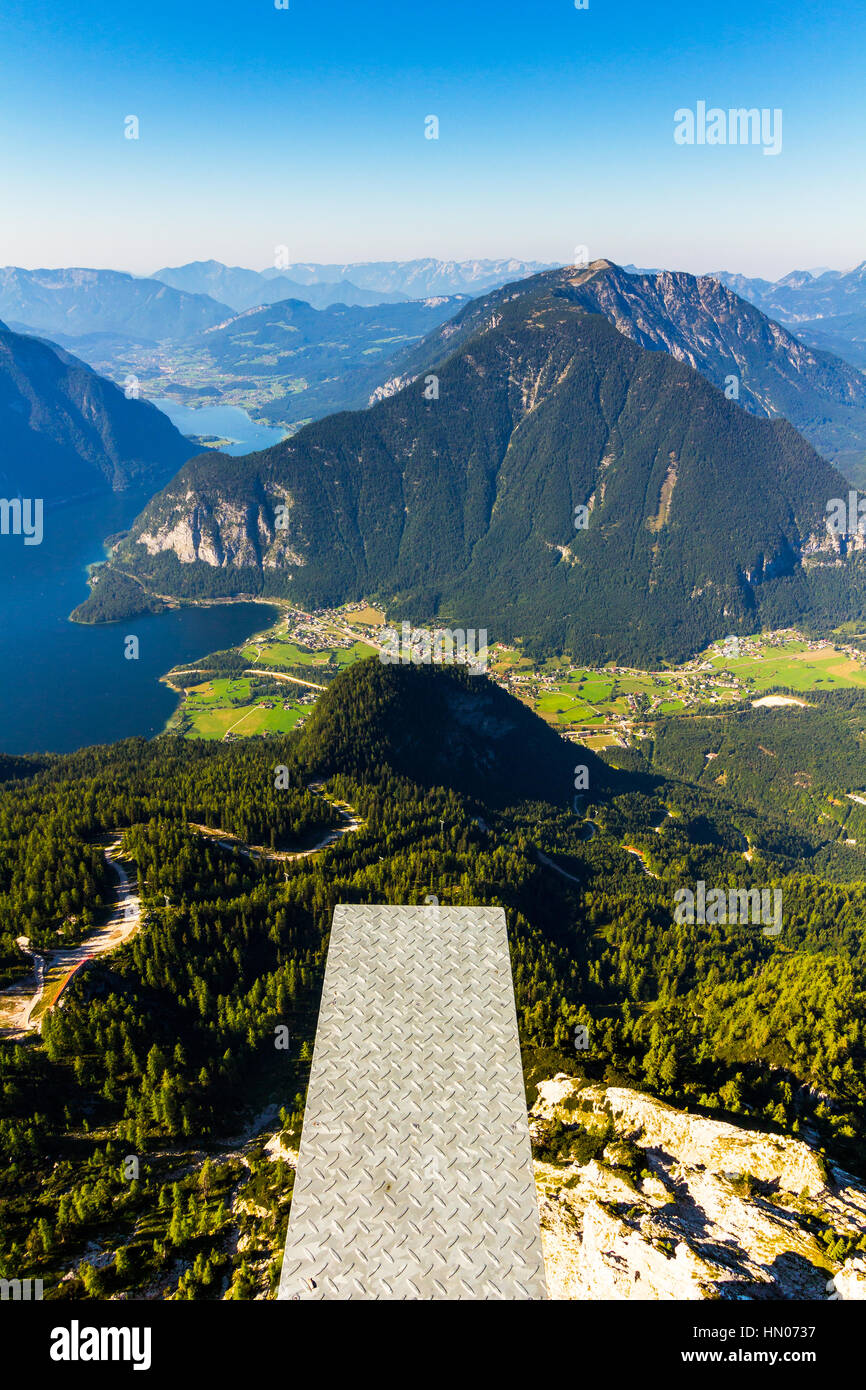 Panoramic view on Alps and lake Hallstatt from viewing platform Five ...
