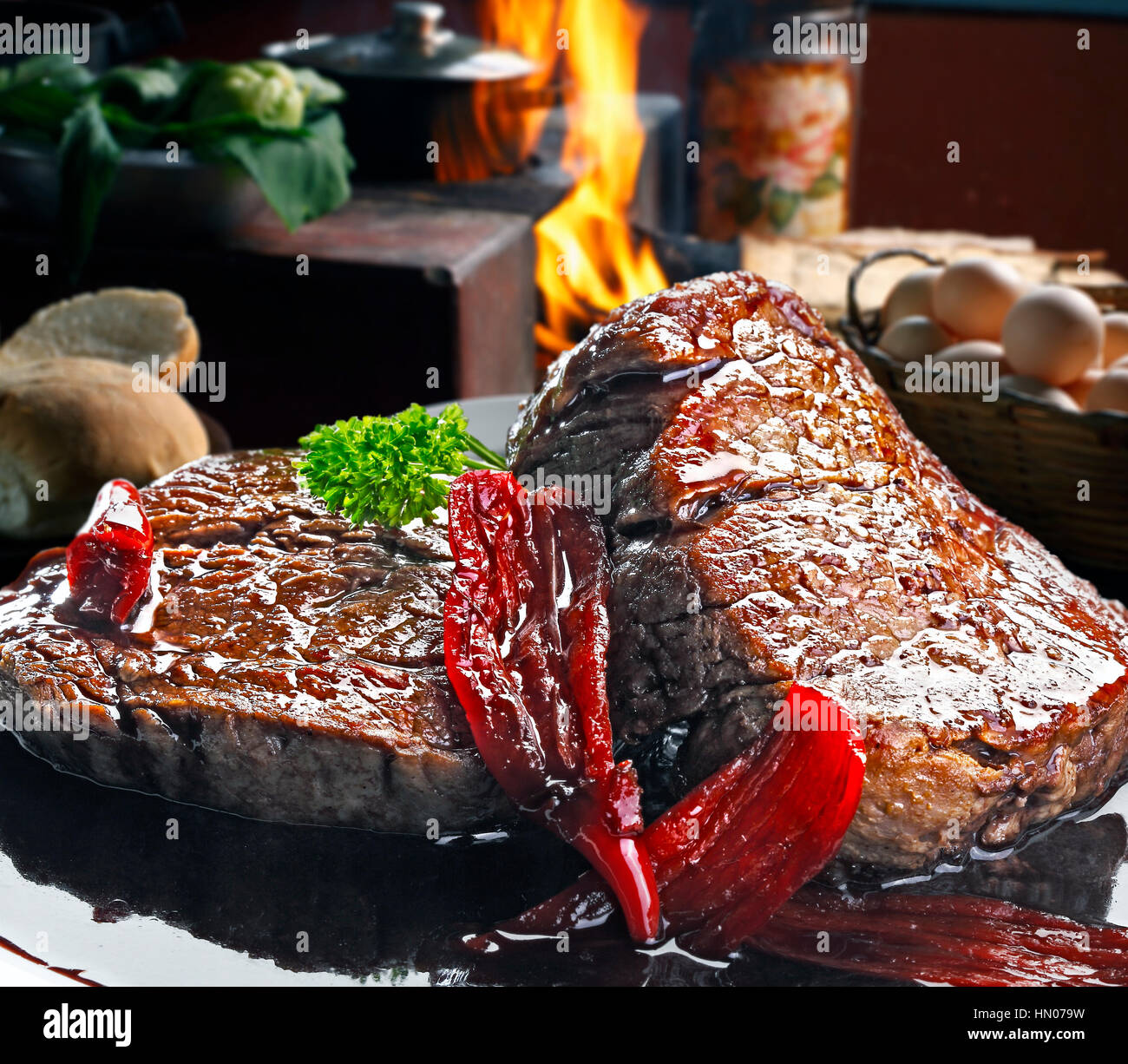 Filet mignon red wine sauce Stock Photo - Alamy