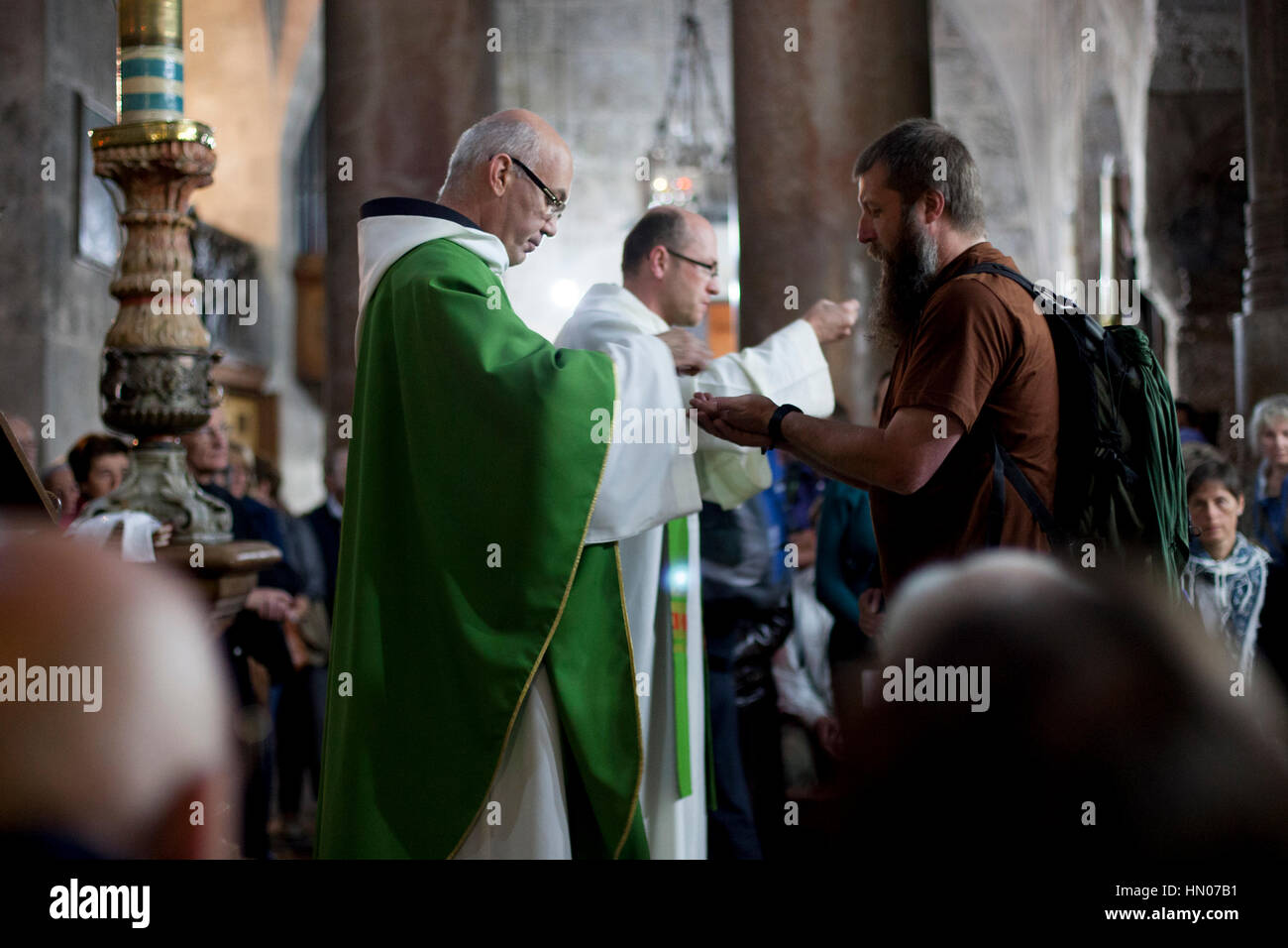 Jerusalem, Israel - November 17, 2013: Roman Catholic Church monk holds ...