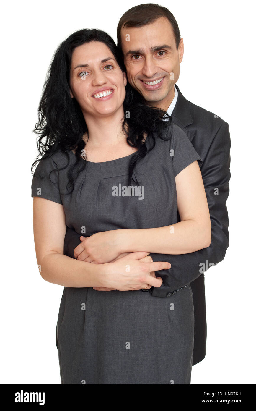 romantic couple posing, people dressed in black suit, beautiful woman ...