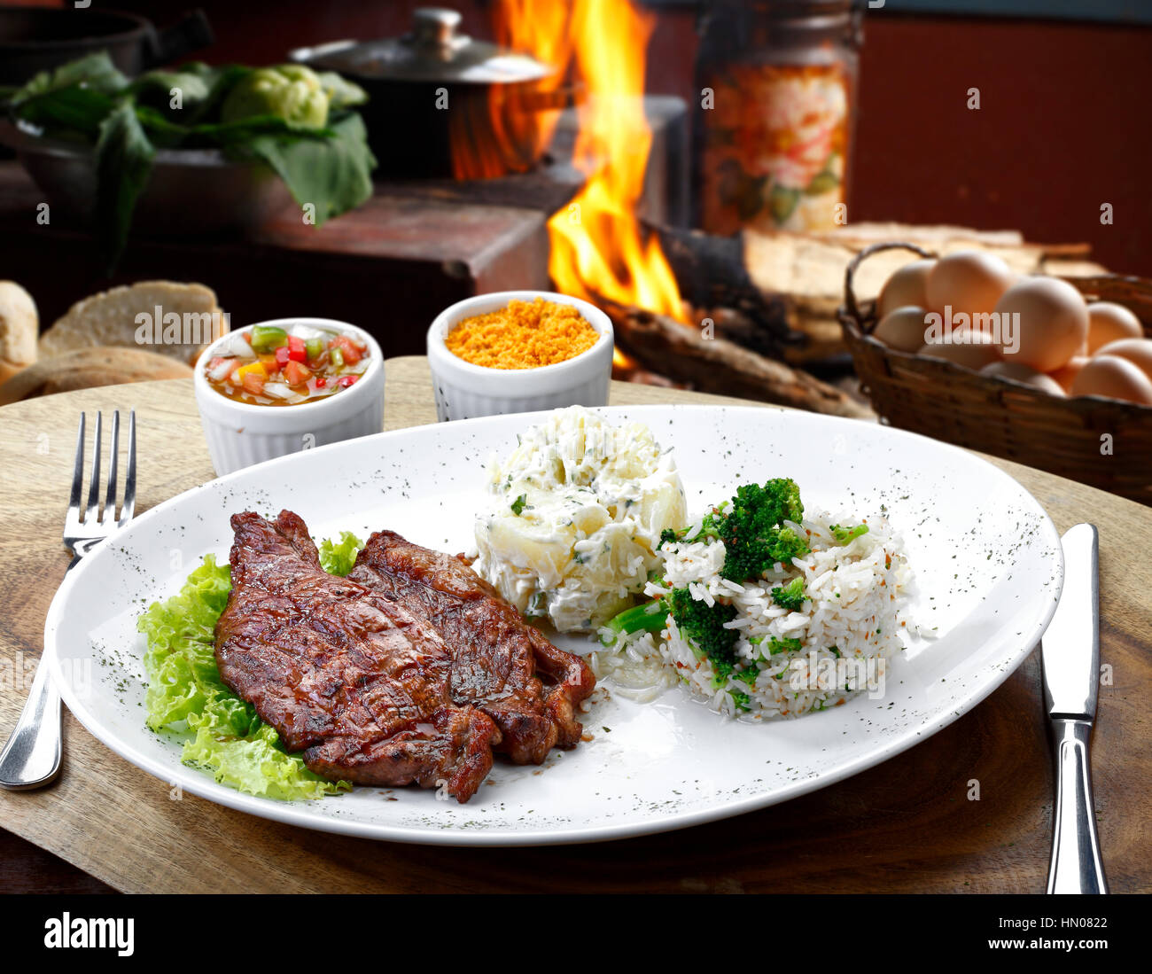 meat rice vegetables potato Stock Photo - Alamy