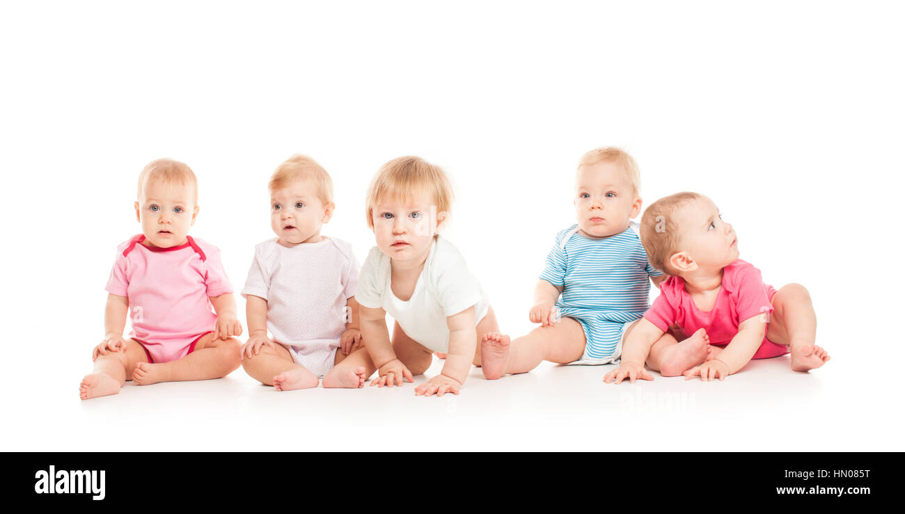Five babies isolated Stock Photo - Alamy