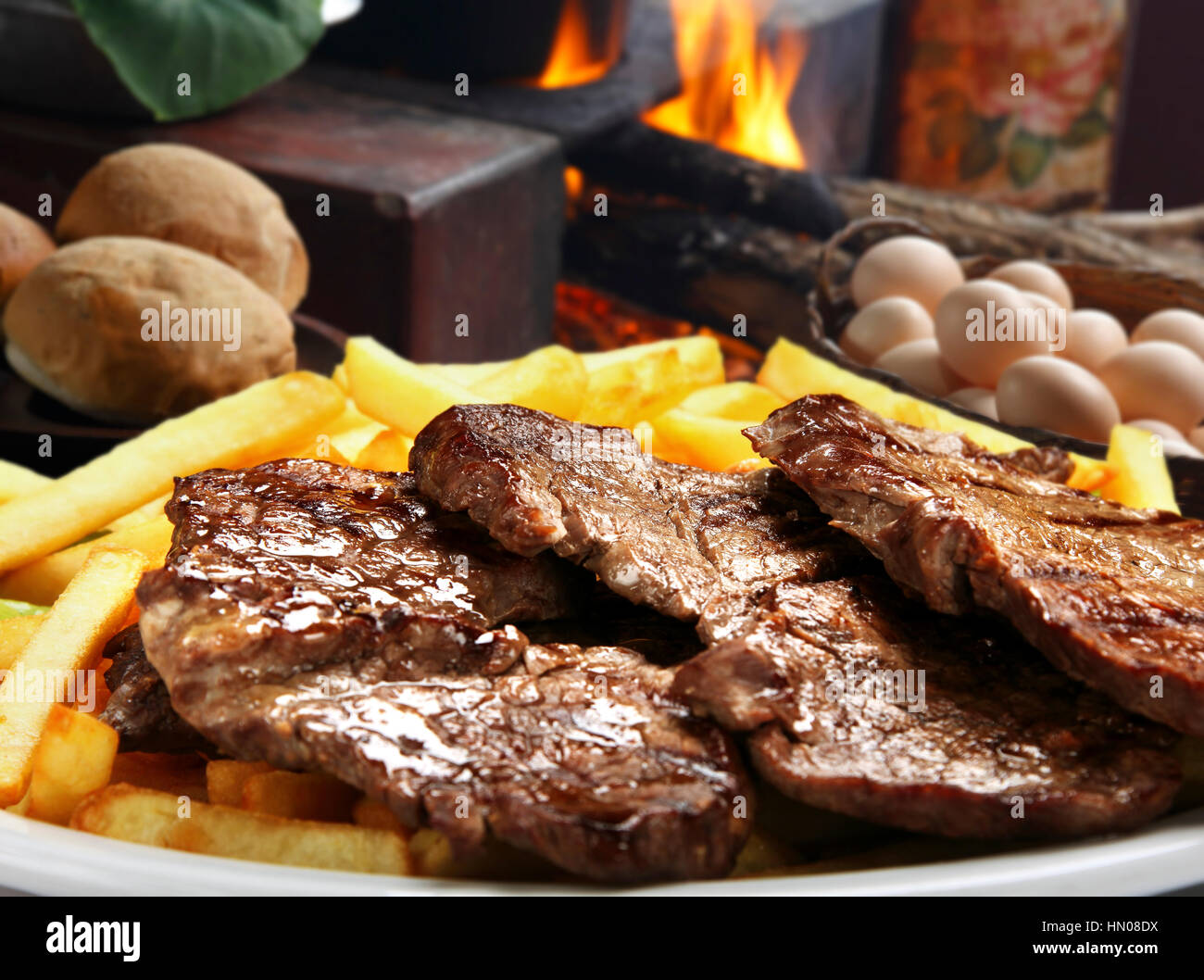 fries with Brazilian picanha Stock Photo - Alamy