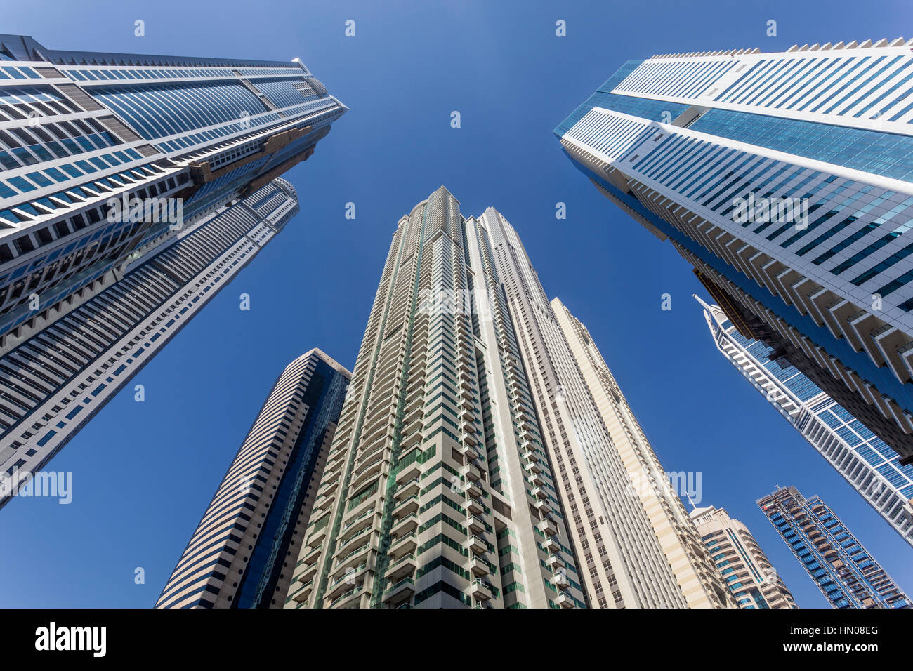 Skyscrapers at the Tallest Block of the Planet in Dubai Marina. United ...