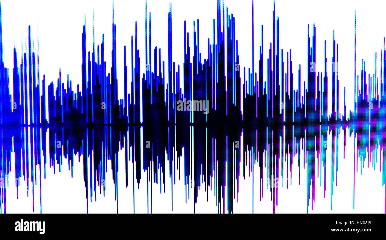 Sound recording studio audio wave on computer screen in professional ...