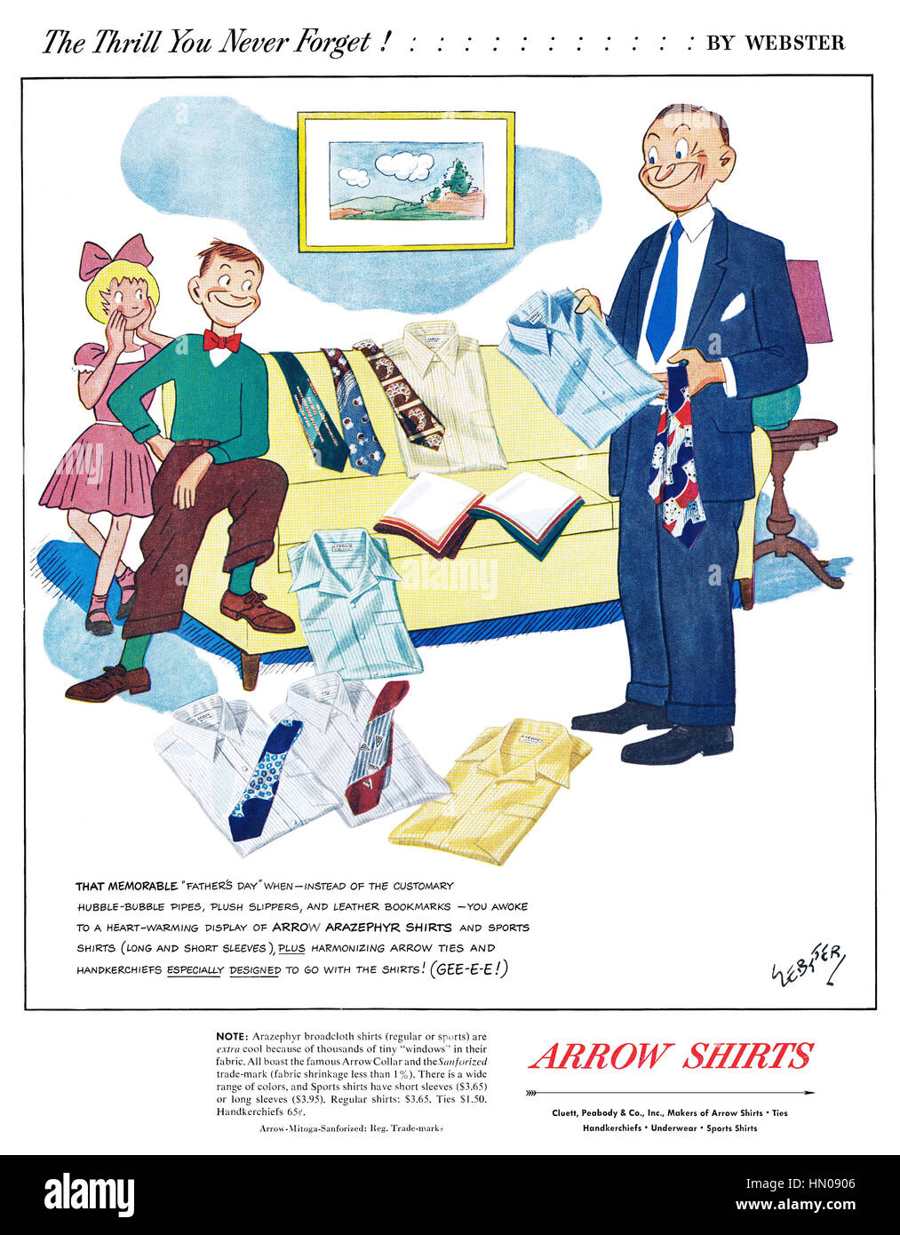 1949 U.S. advertisement for Arrow Shirts Stock Photo - Alamy