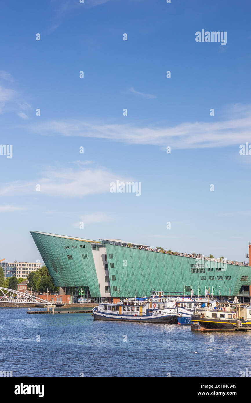 Modern building of the Nemo Science center in Amsterdam, Holland Stock ...