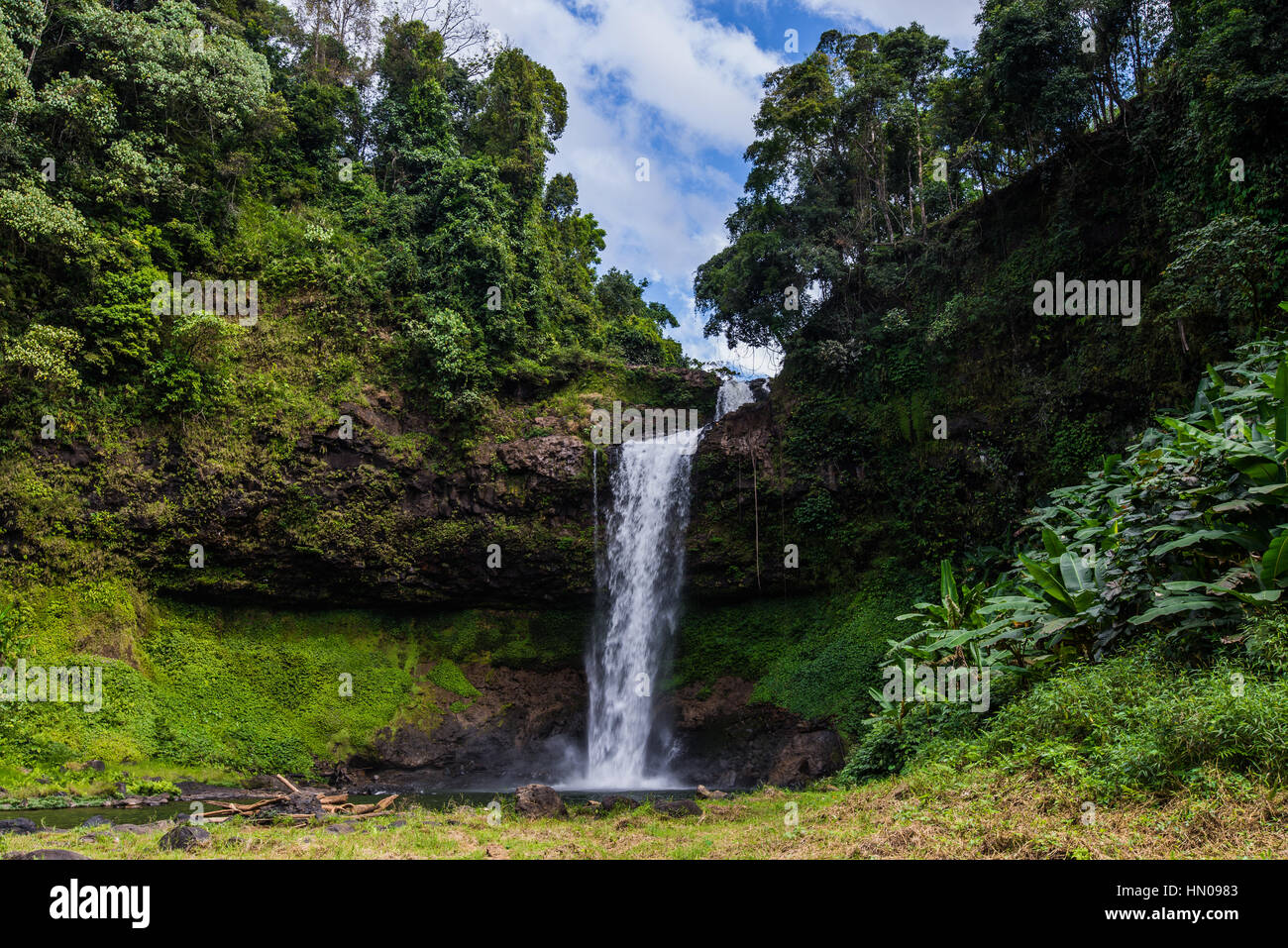 waterfalls inside the pakse forest in Laos during a sunny day Stock ...