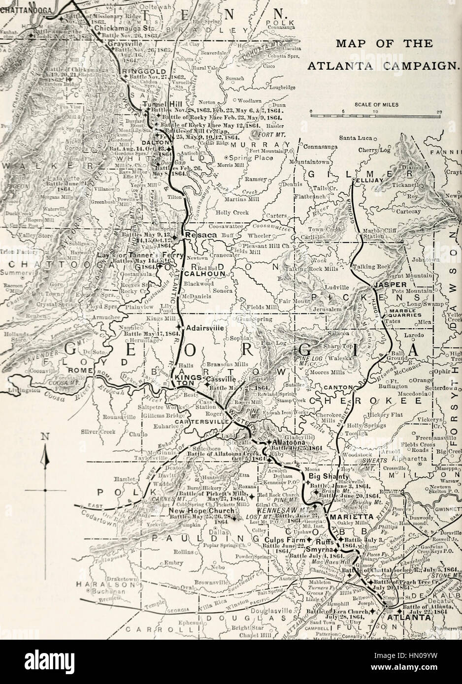 Map of the Atlanta Campaign in the USA Civil War Stock Photo - Alamy