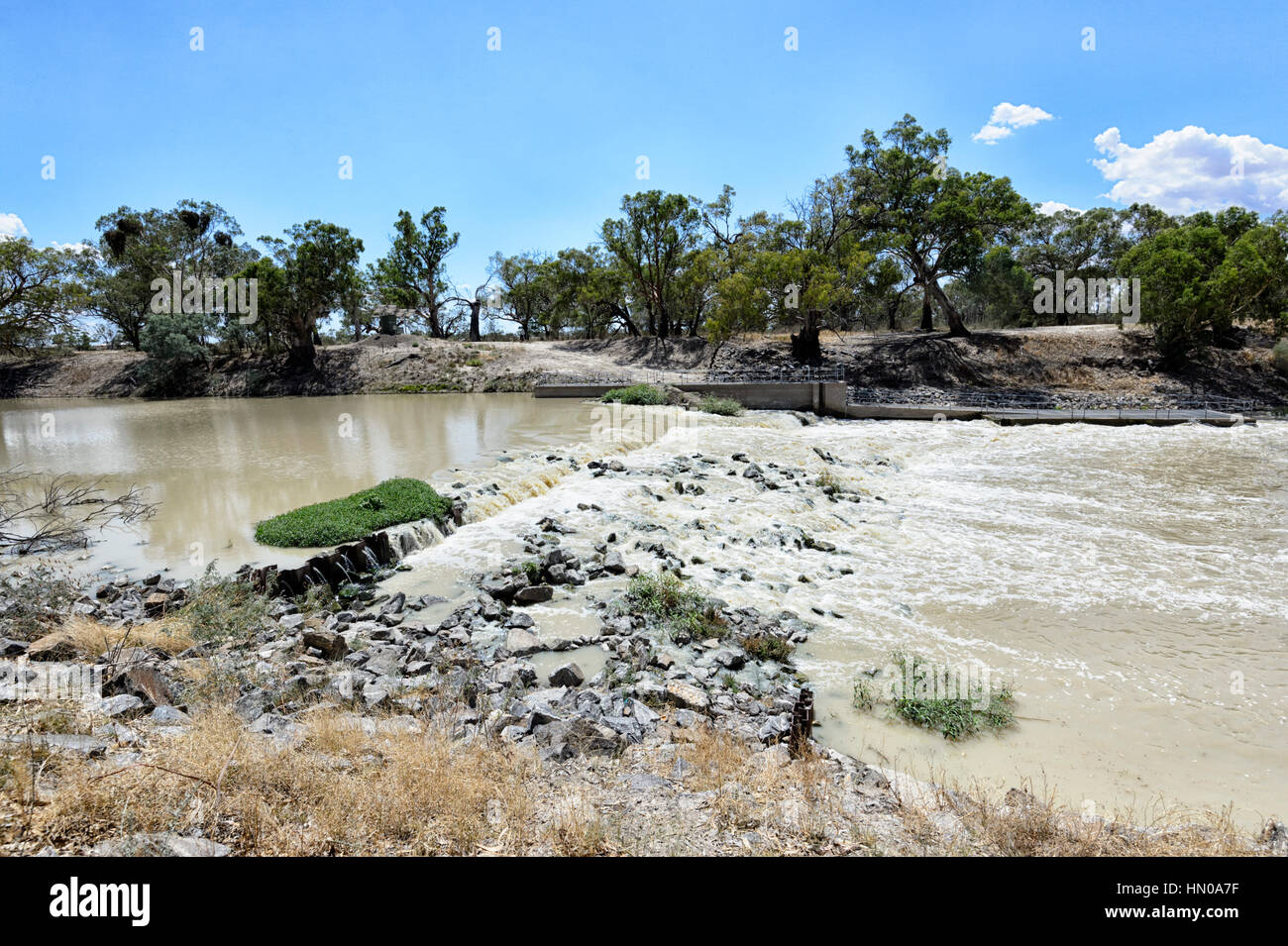 Weir 32 on the Darling River in Kinchega National Park, New South Wales ...