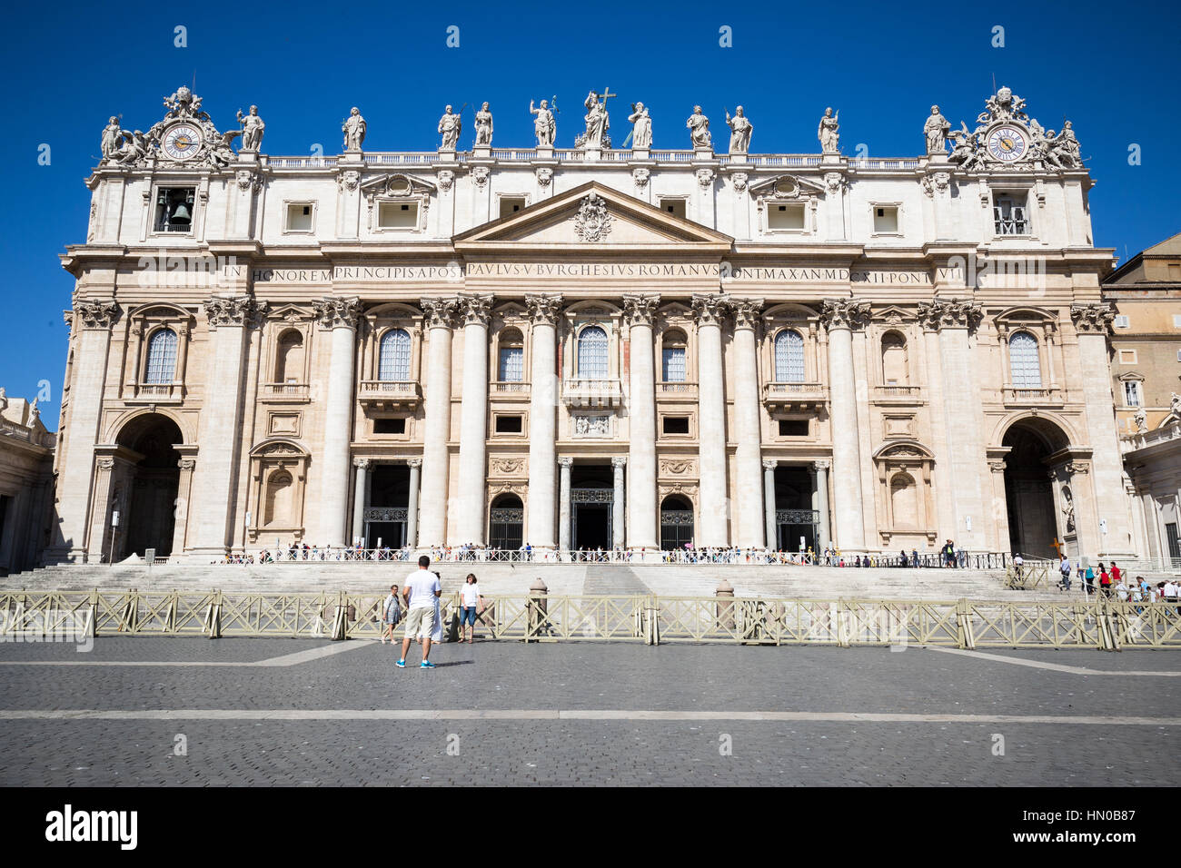 A front view of St. Peter's Basilica at Vatican City. The Vatican is ...