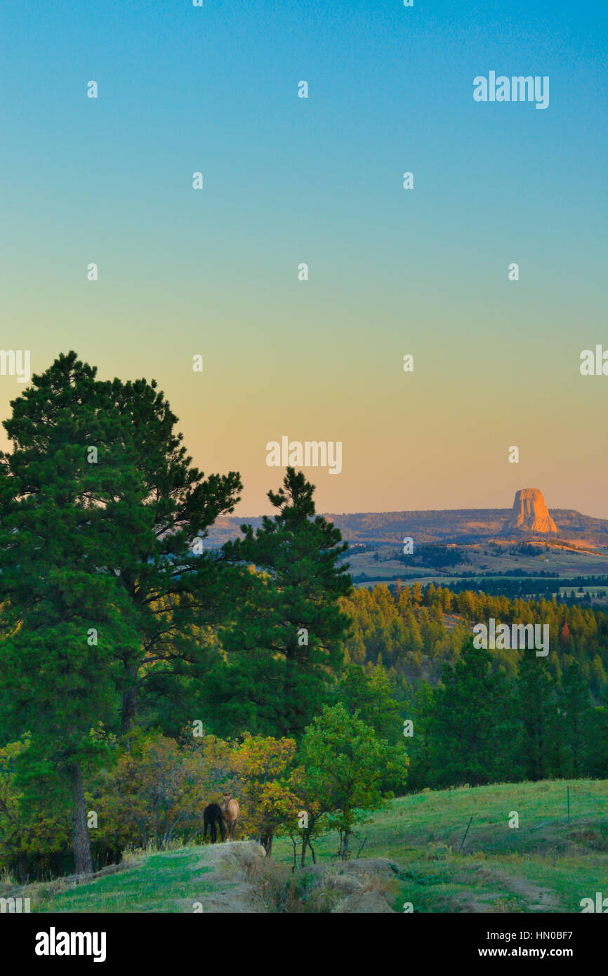 Sunrise, Looking at Devils Tower National Monument, Devils Tower ...
