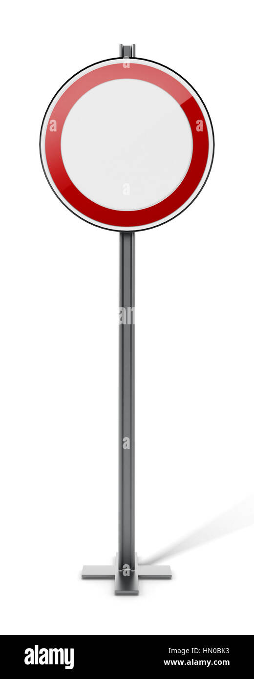 Blank round traffic sign isolated on white background. 3D illustration ...