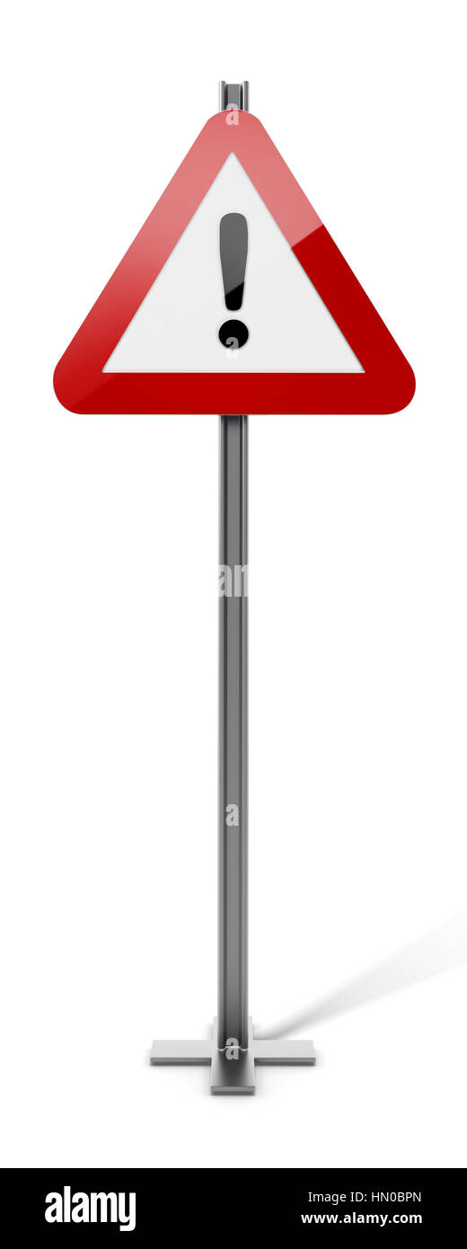 Triangle traffic sign with exclamation mark isolated on white ...