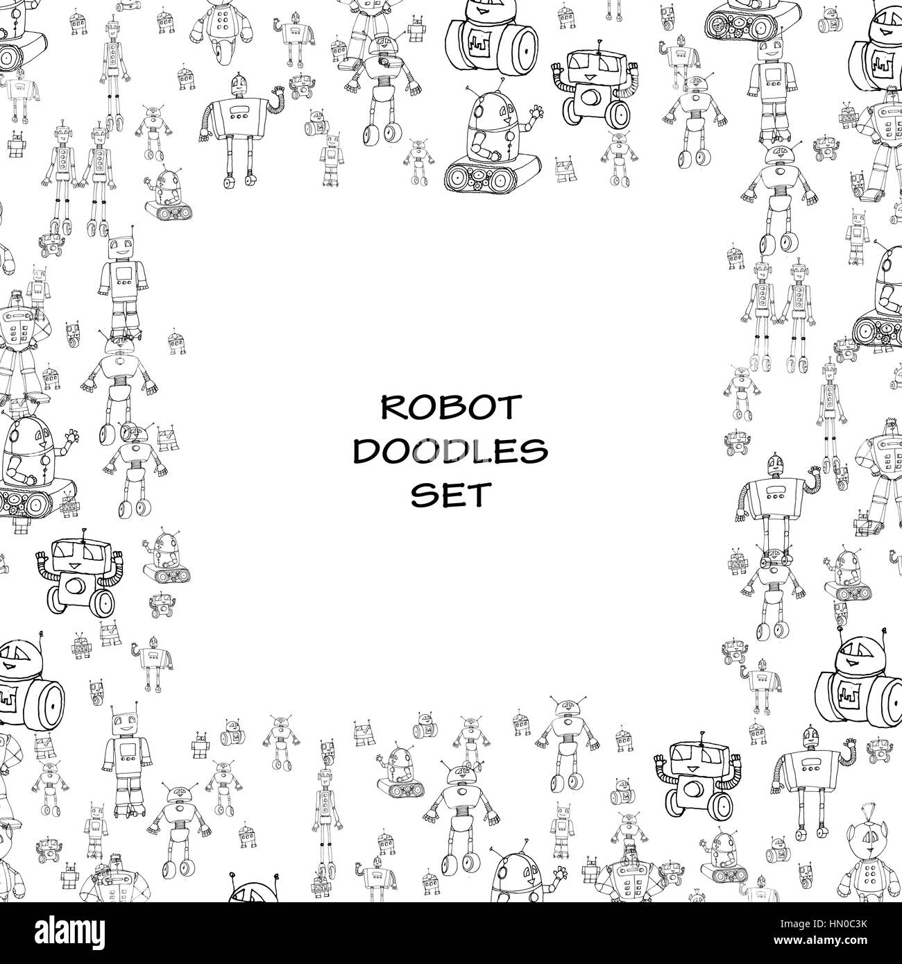 Robot doodle frame Stock Vector Image & Art - Alamy