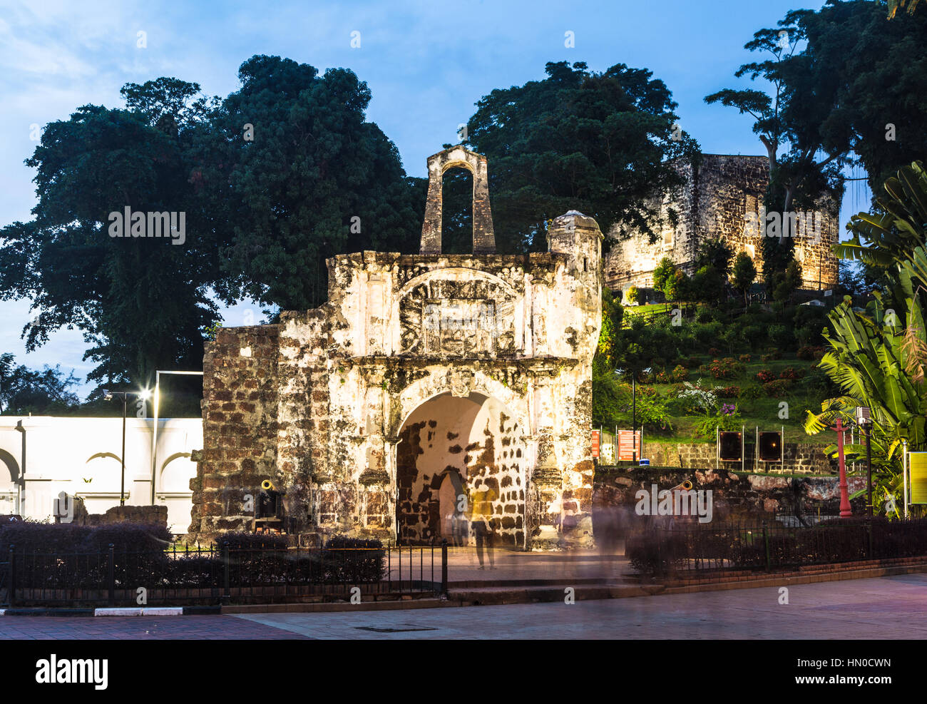 Gate of the colonial fortress and the ruined of the Saint Paul church ...