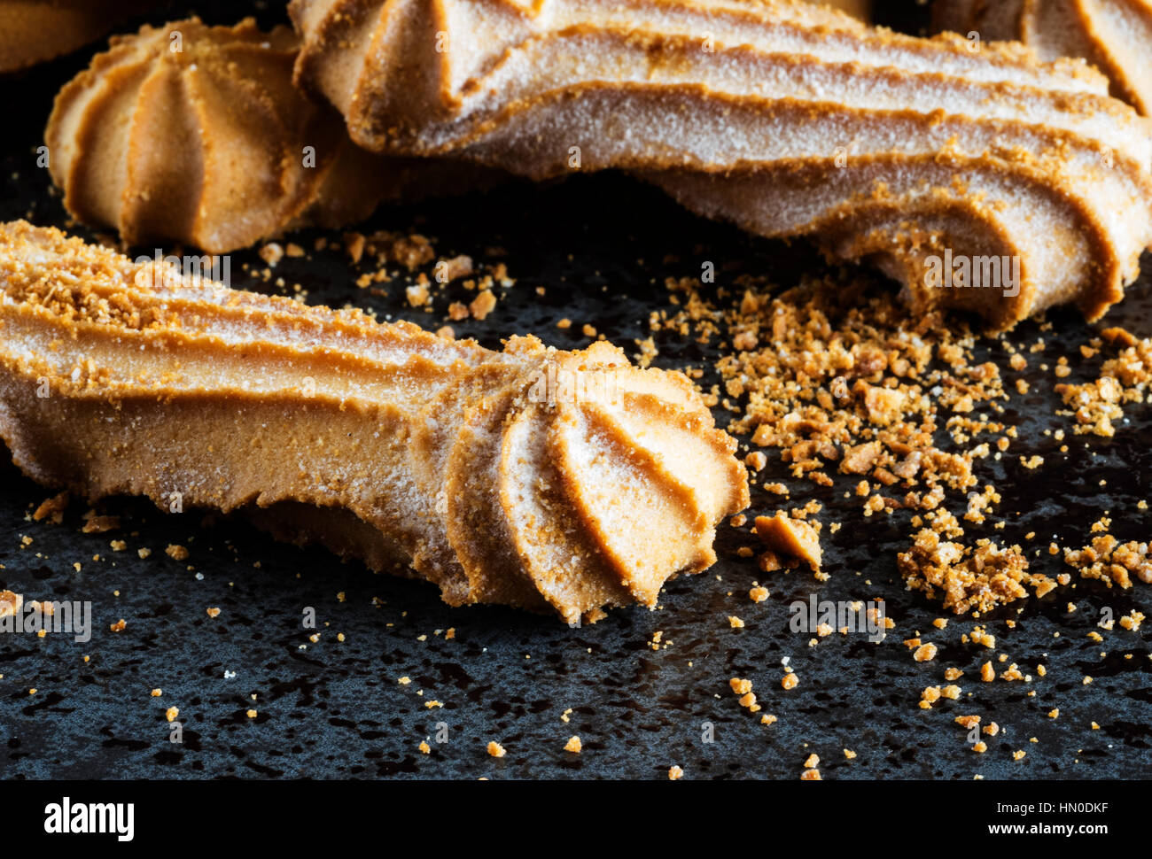 biscuits on dark stone background Stock Photo - Alamy