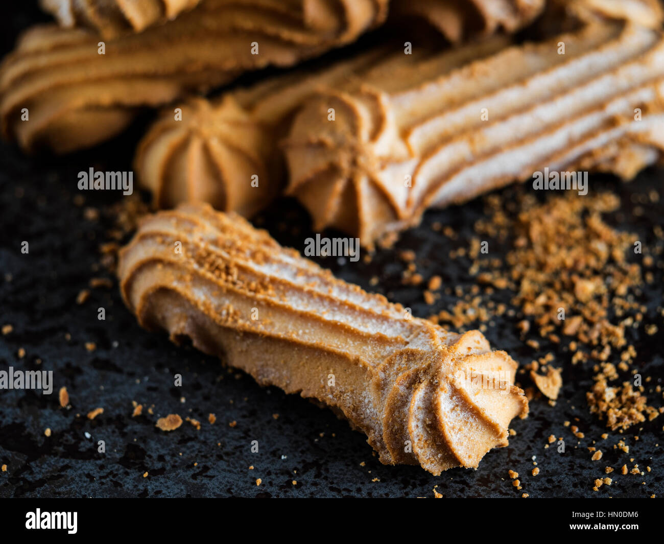 biscuits on dark stone background Stock Photo - Alamy