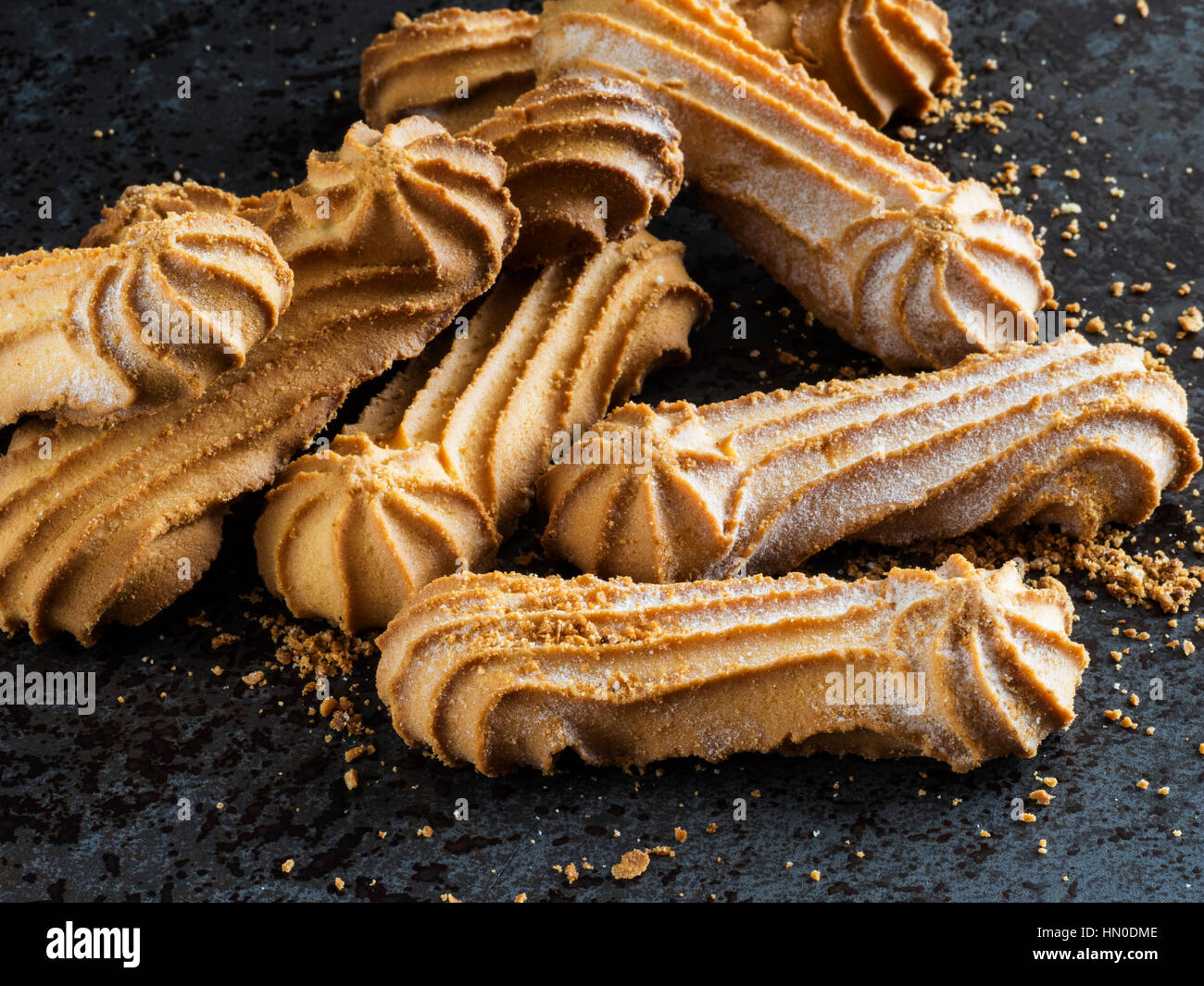 biscuits on dark stone background Stock Photo - Alamy