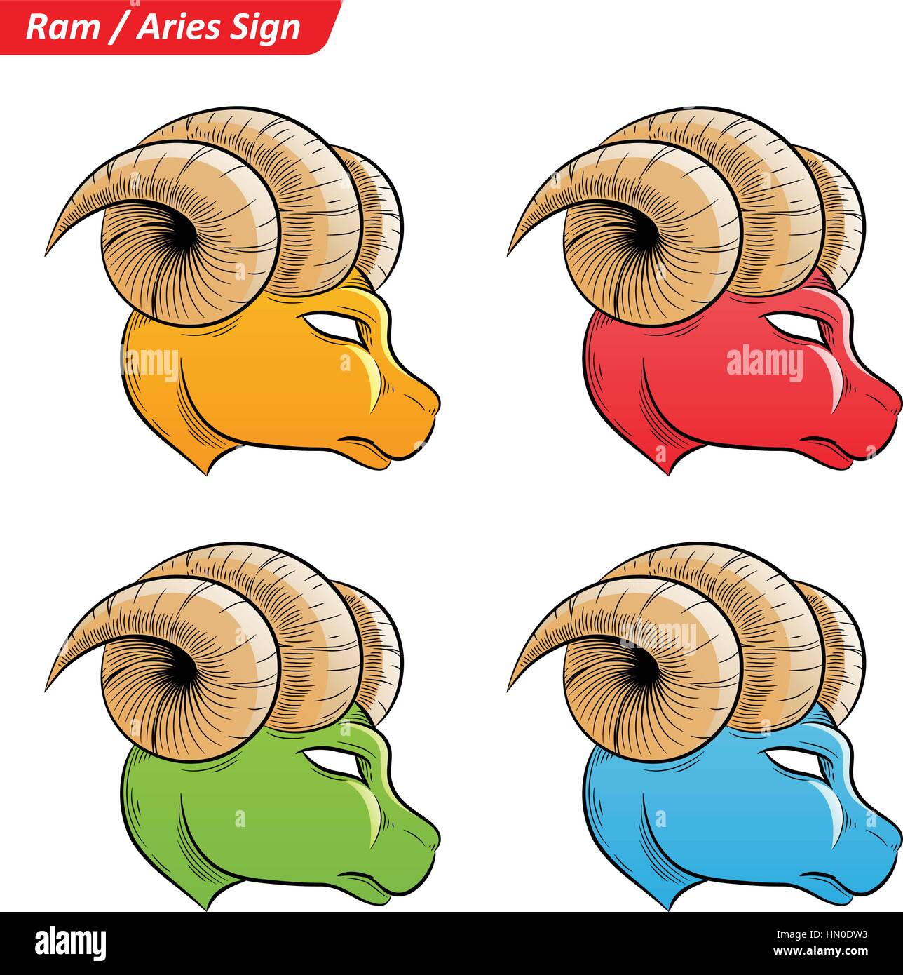 Vector Illustration of Colorful Aries Astrological Zodiac Star Signs ...