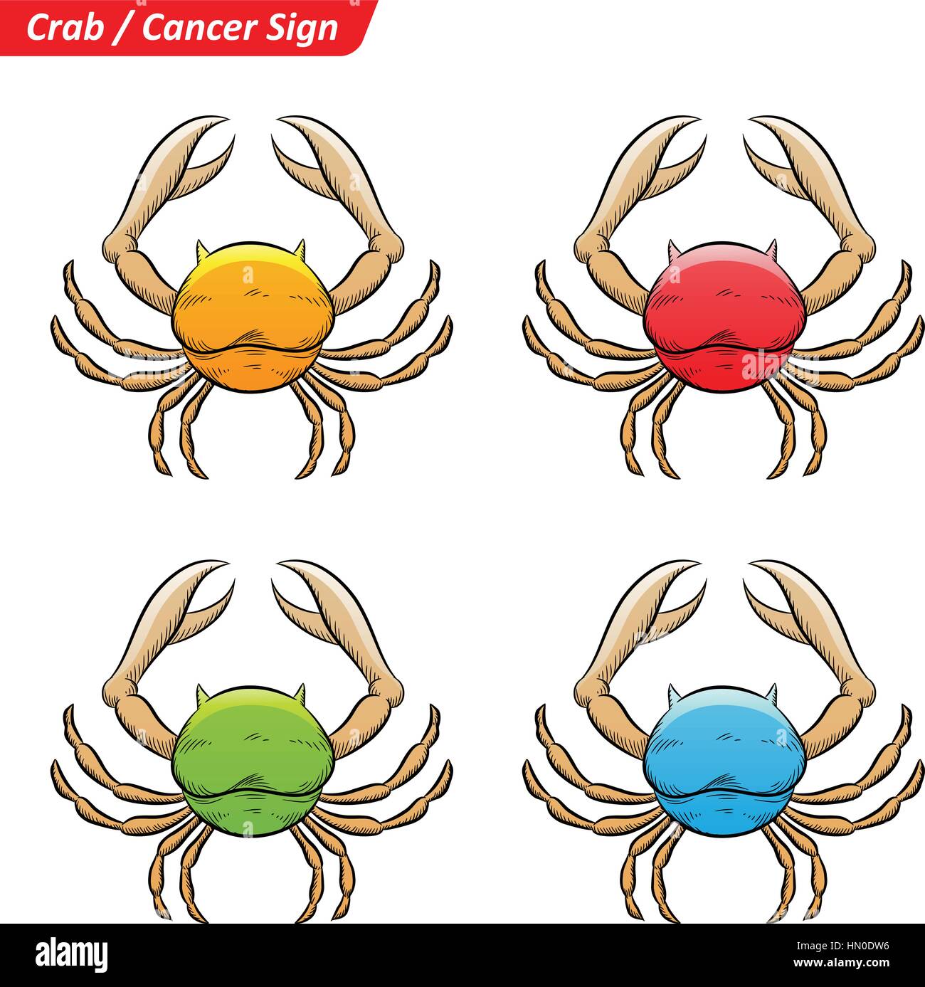 Vector Illustration of Colorful Cancer Astrological Zodiac Star Signs ...