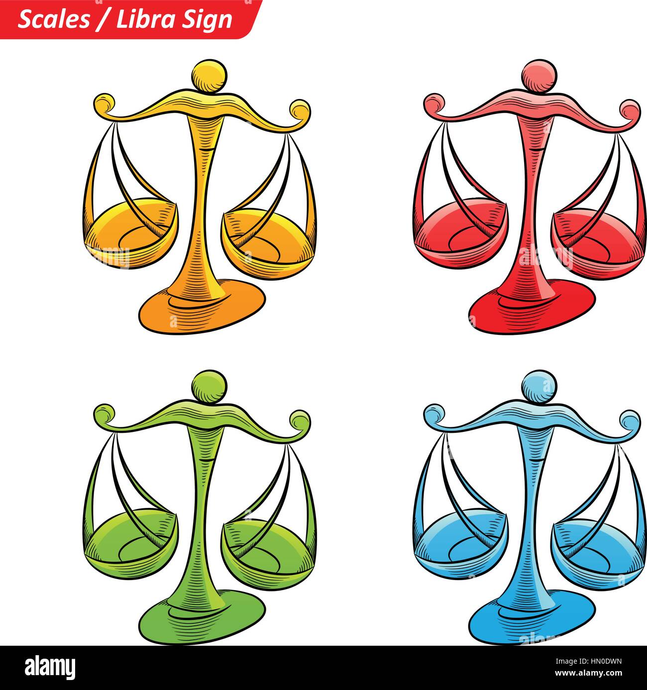 Vector Illustration of Colorful Libra Astrological Zodiac Star Signs ...