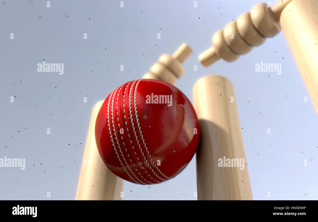 A cricket ball striking the wicket hi-res stock photography and images ...