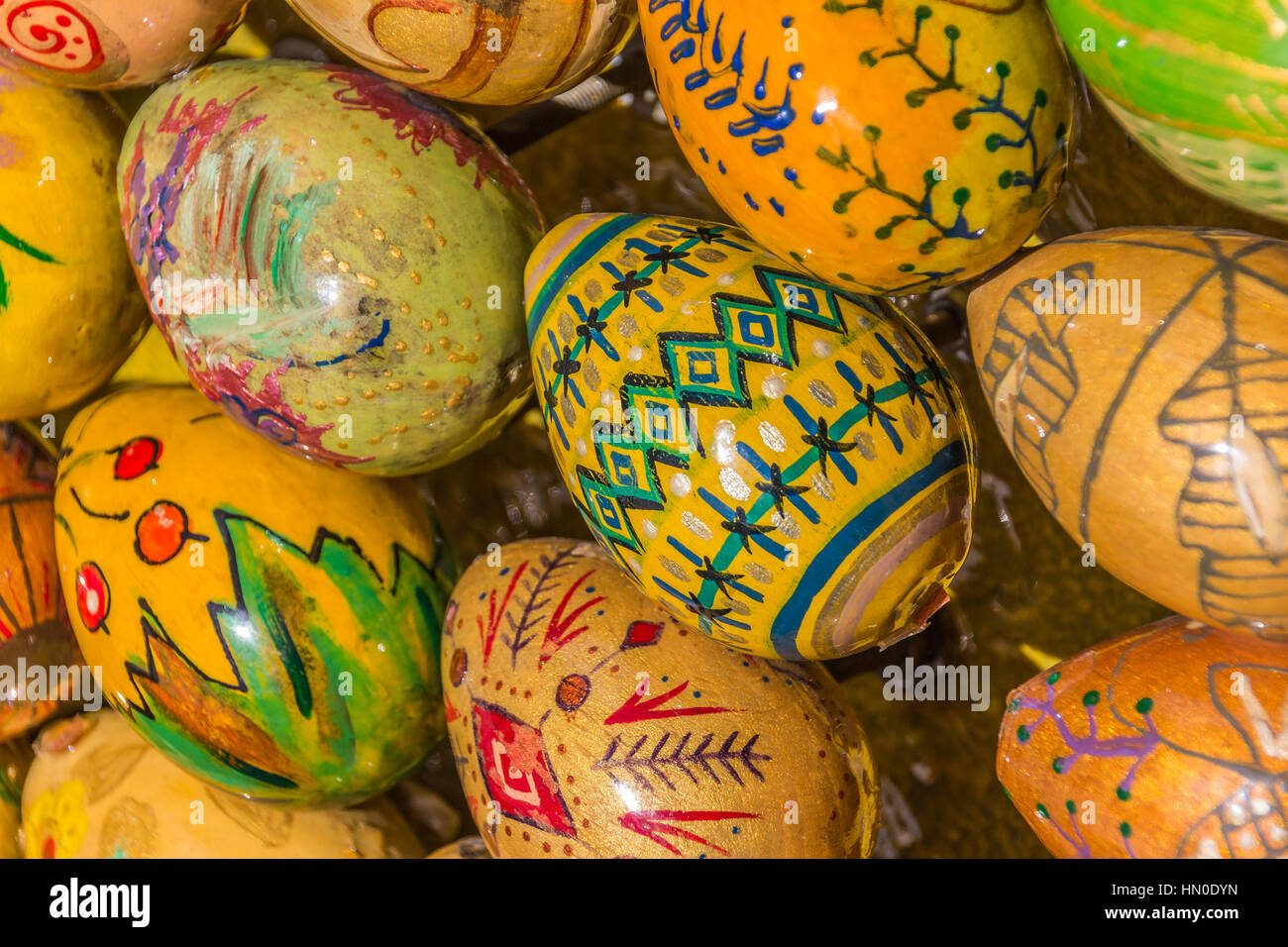 Hand made Russian easter eggs in differet designs of the Kiev Pechersk ...