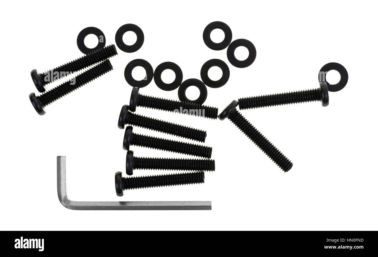 Several bolts and washers and hex key for do it yourself furniture ...