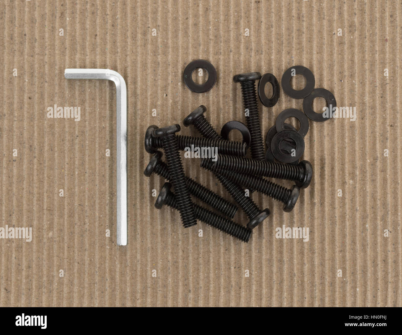 Several bolts and washers and hex key for do it yourself furniture ...